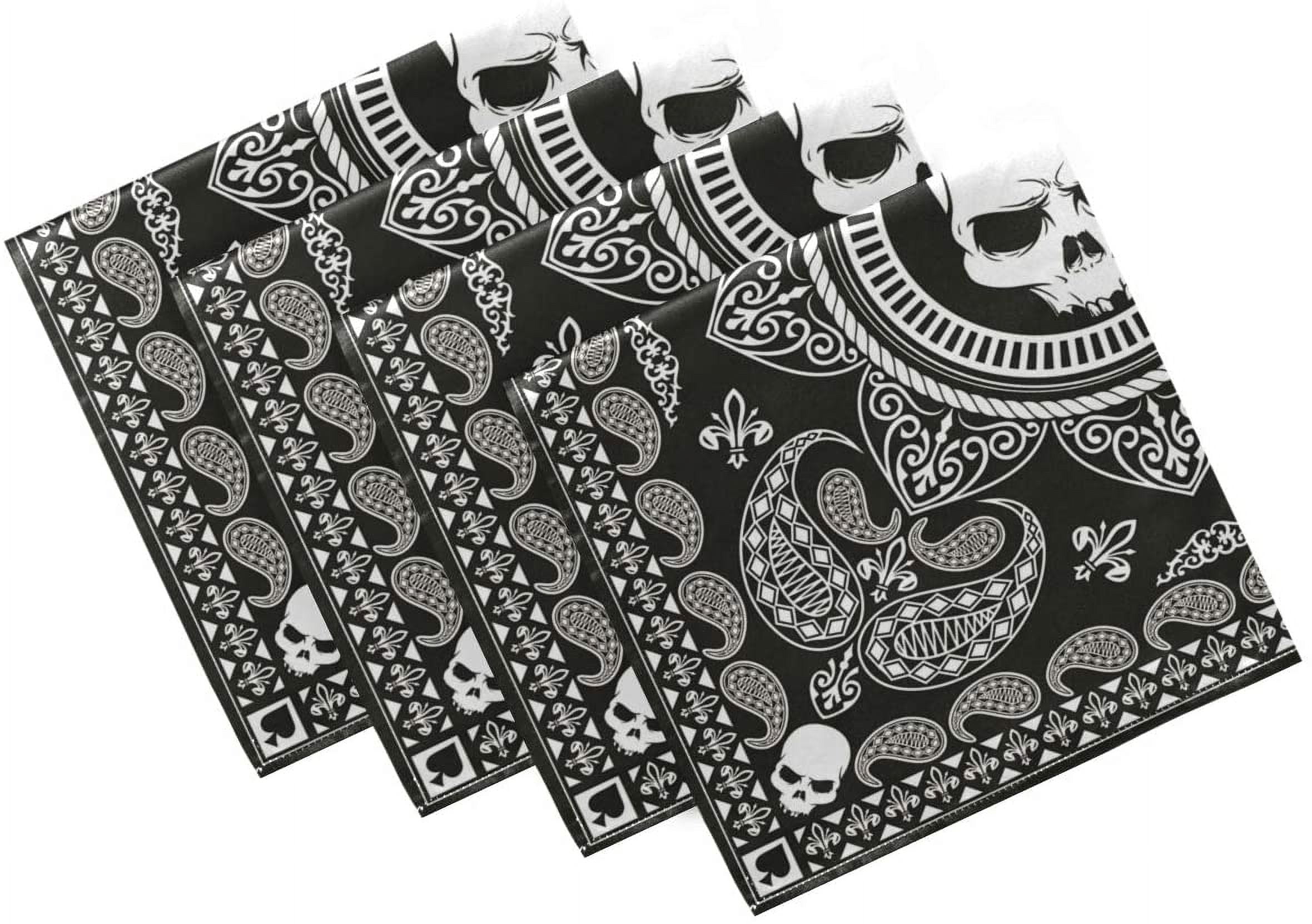 GZHJMY Retro Suagr Skull Bandana Cloth Napkins, Set of 4 20 x 20 Inch ...