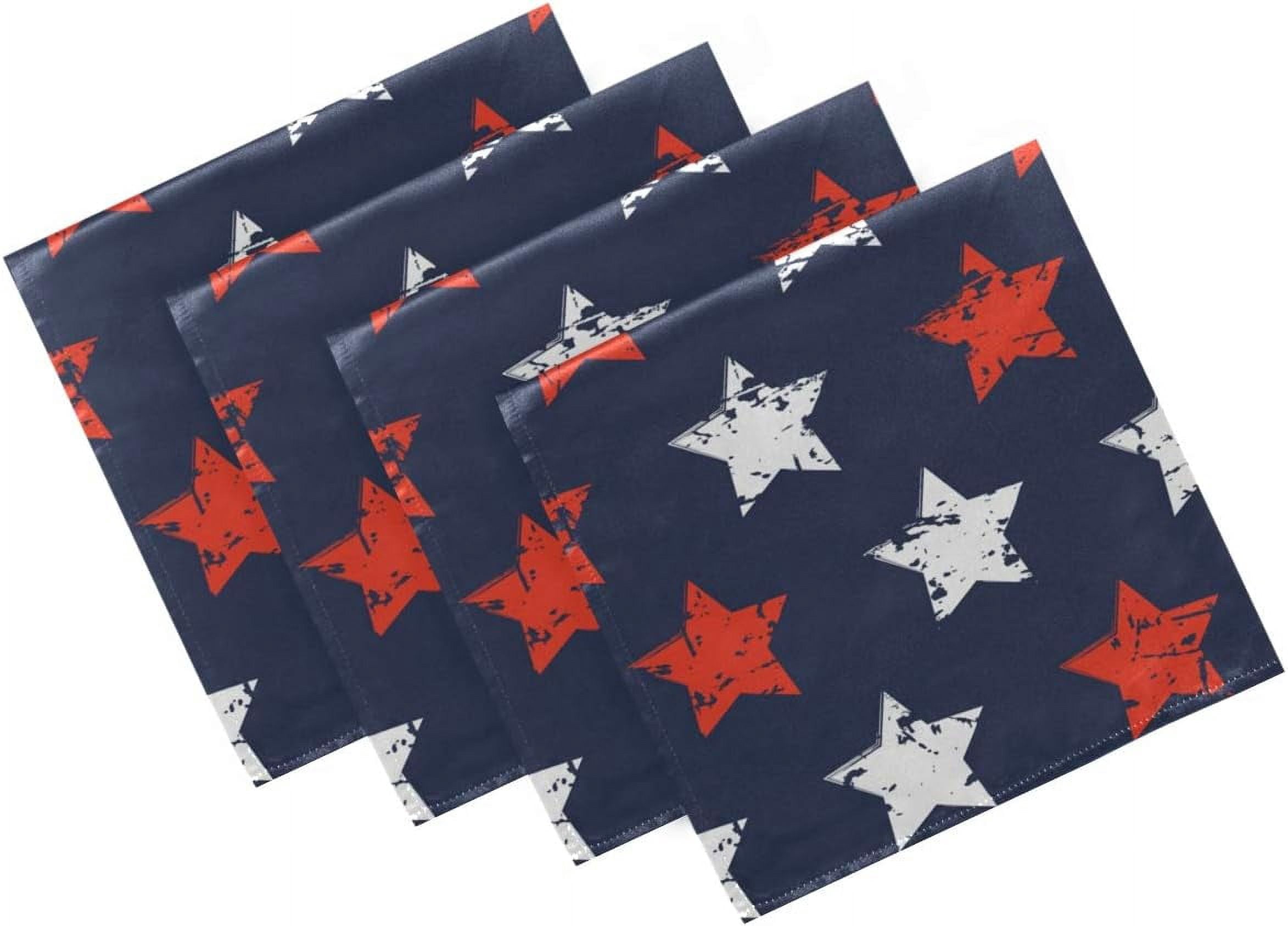 GZHJMY Retro USA Patriotic American Flag Stars Cloth Napkins, Set of 4 ...