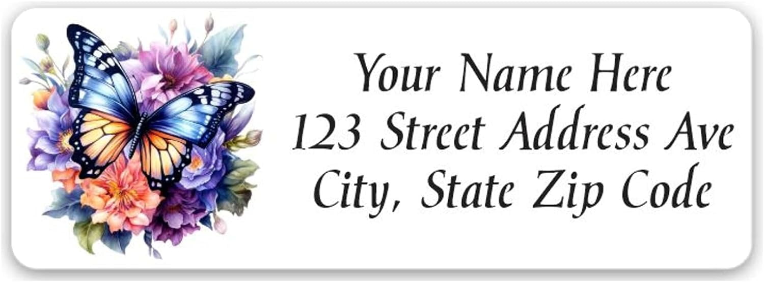 GZHJMY Return Address Labels Personalized Floral Butterfly Mailing ...
