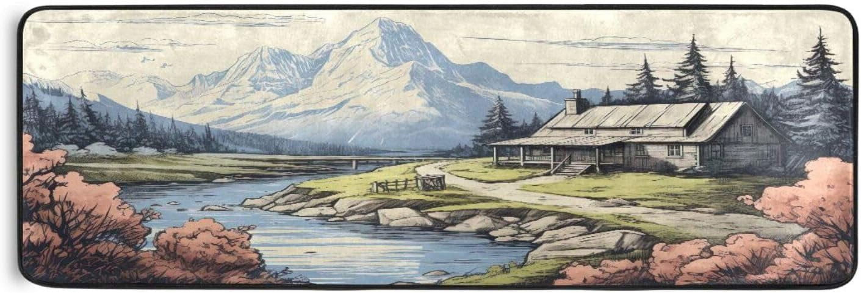 GZHJMY River and Mountain Area Rug - 2' x 6' Washable Runner Rugs with ...