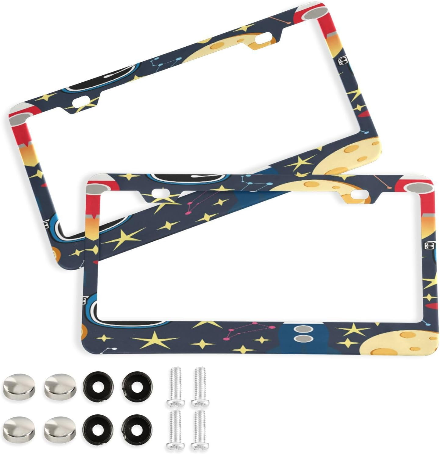 GZHJMY Rocket Star Spaceship License Plate Frame 2 Pack 2 Holes Car ...