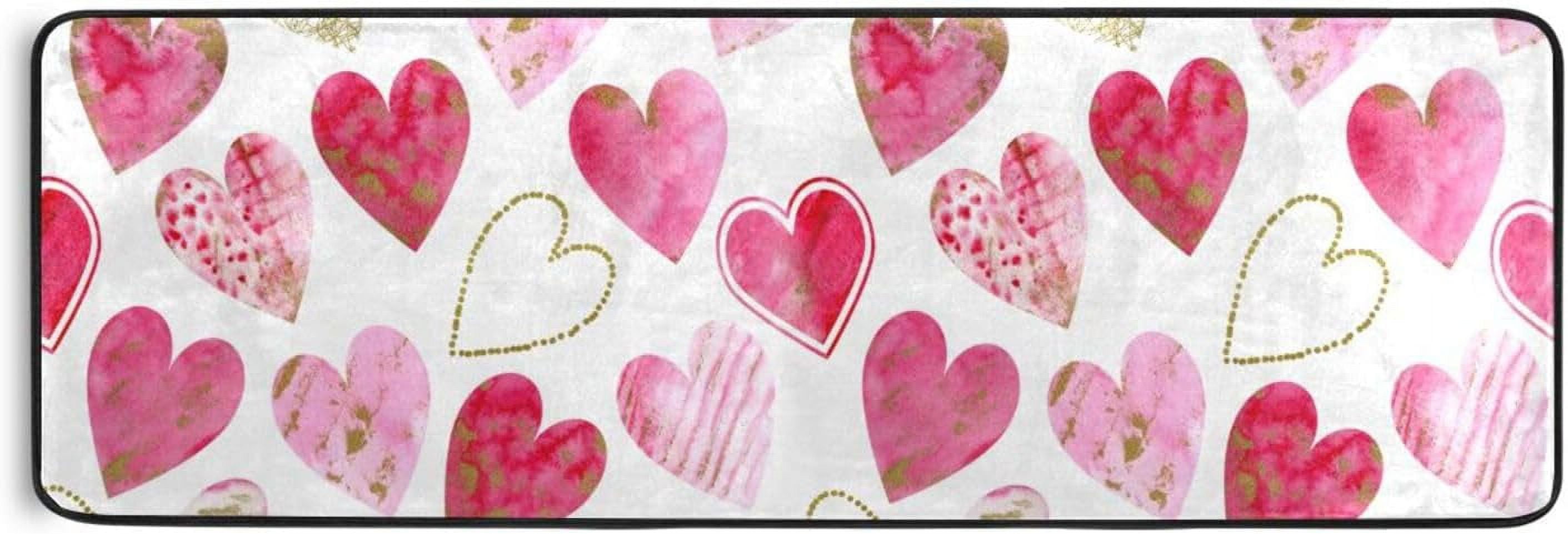 GZHJMY Romantic Cartoon Heart Area Rug - 2' x 6' Washable Runner Rugs ...