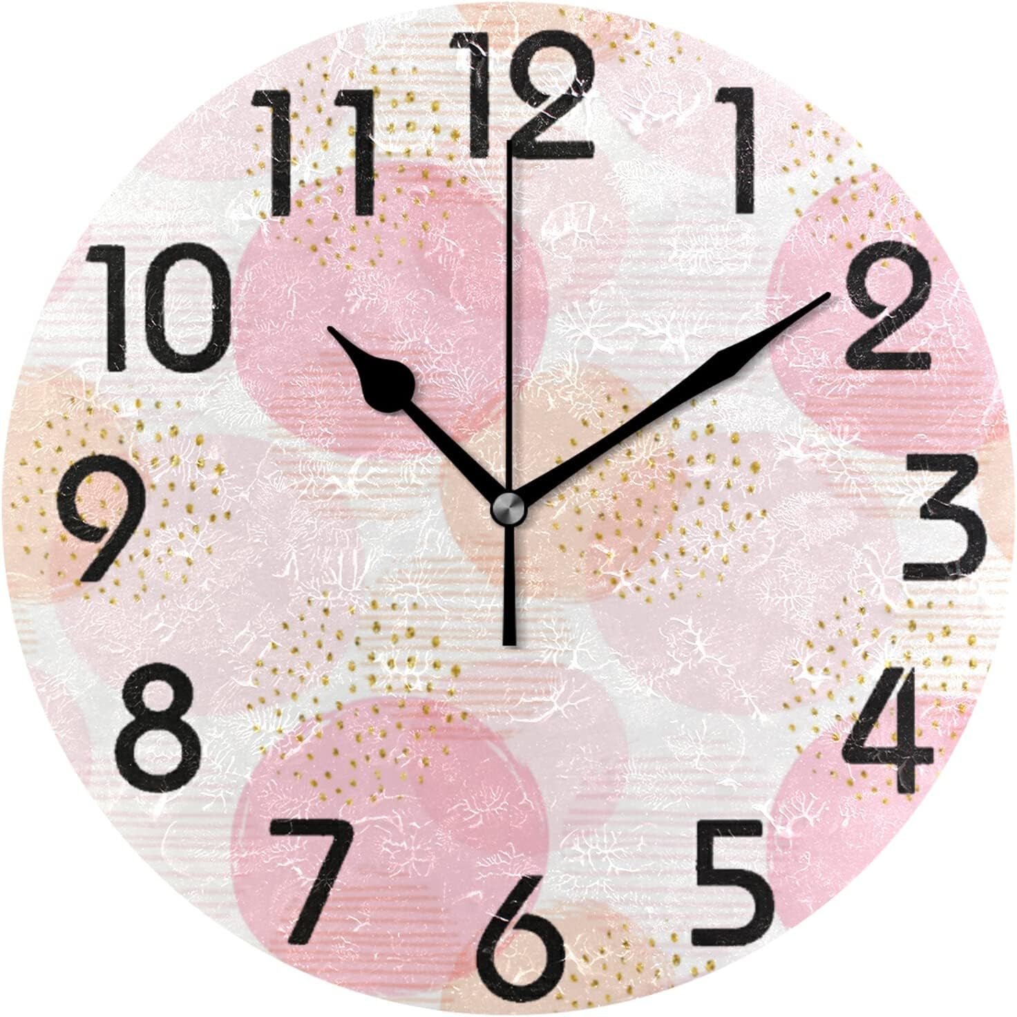 GZHJMY Romantic Circles Golden Flashed Round Wall Clock, 9.5 Inch ...