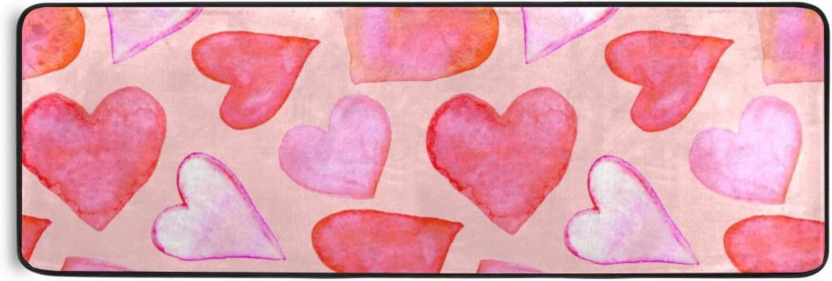 GZHJMY Romantic Heart Printing Area Rug - 2' x 6' Washable Runner Rugs ...