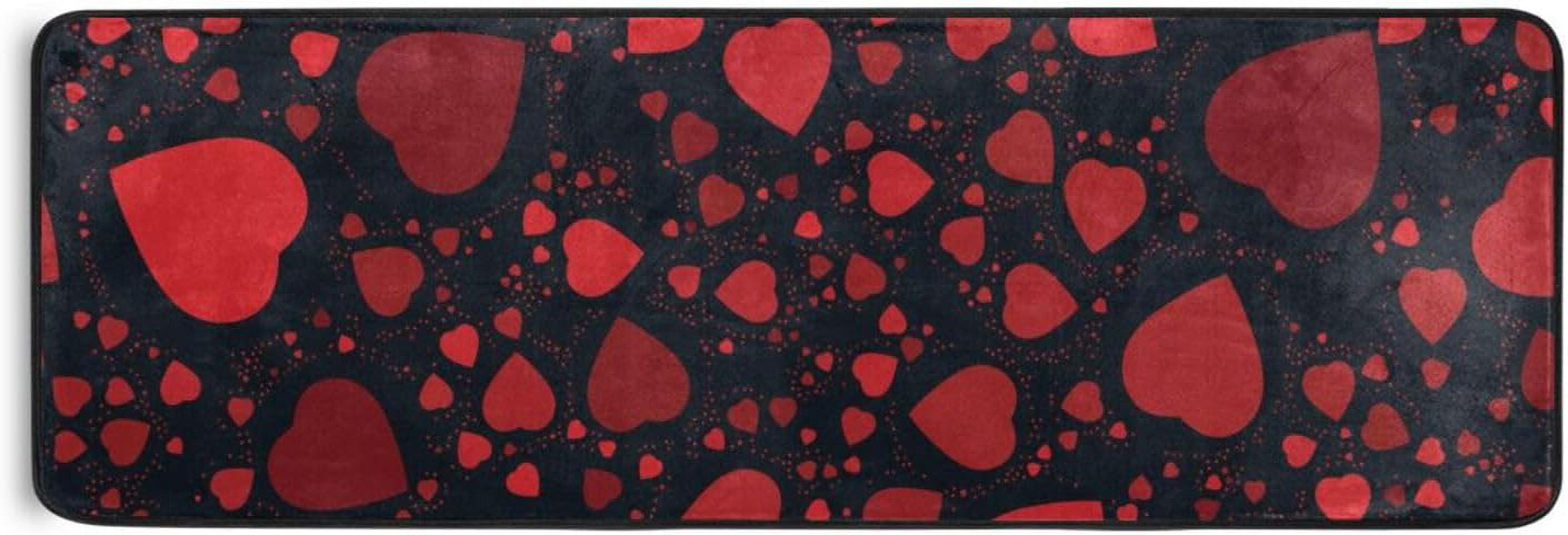 GZHJMY Romantic Love Black Area Rug - 2' x 6' Washable Runner Rugs with ...