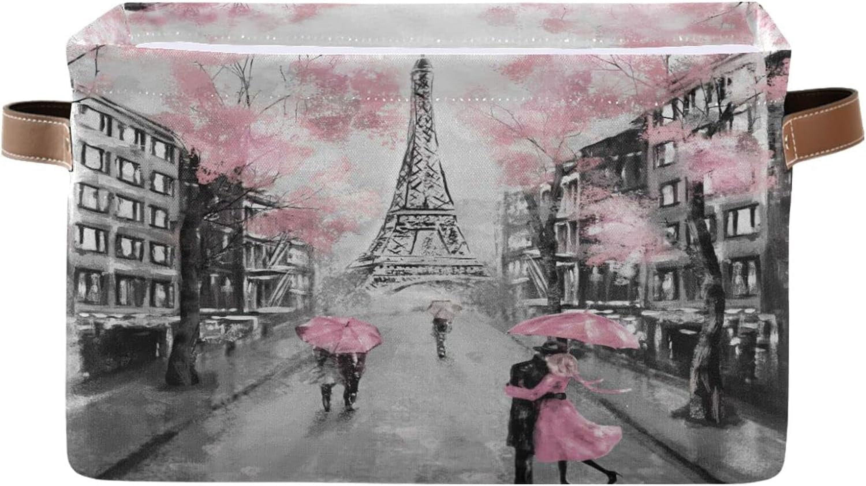 GZHJMY Romantic Paris Eiffel Tower Oil Painting Storage Basket with ...