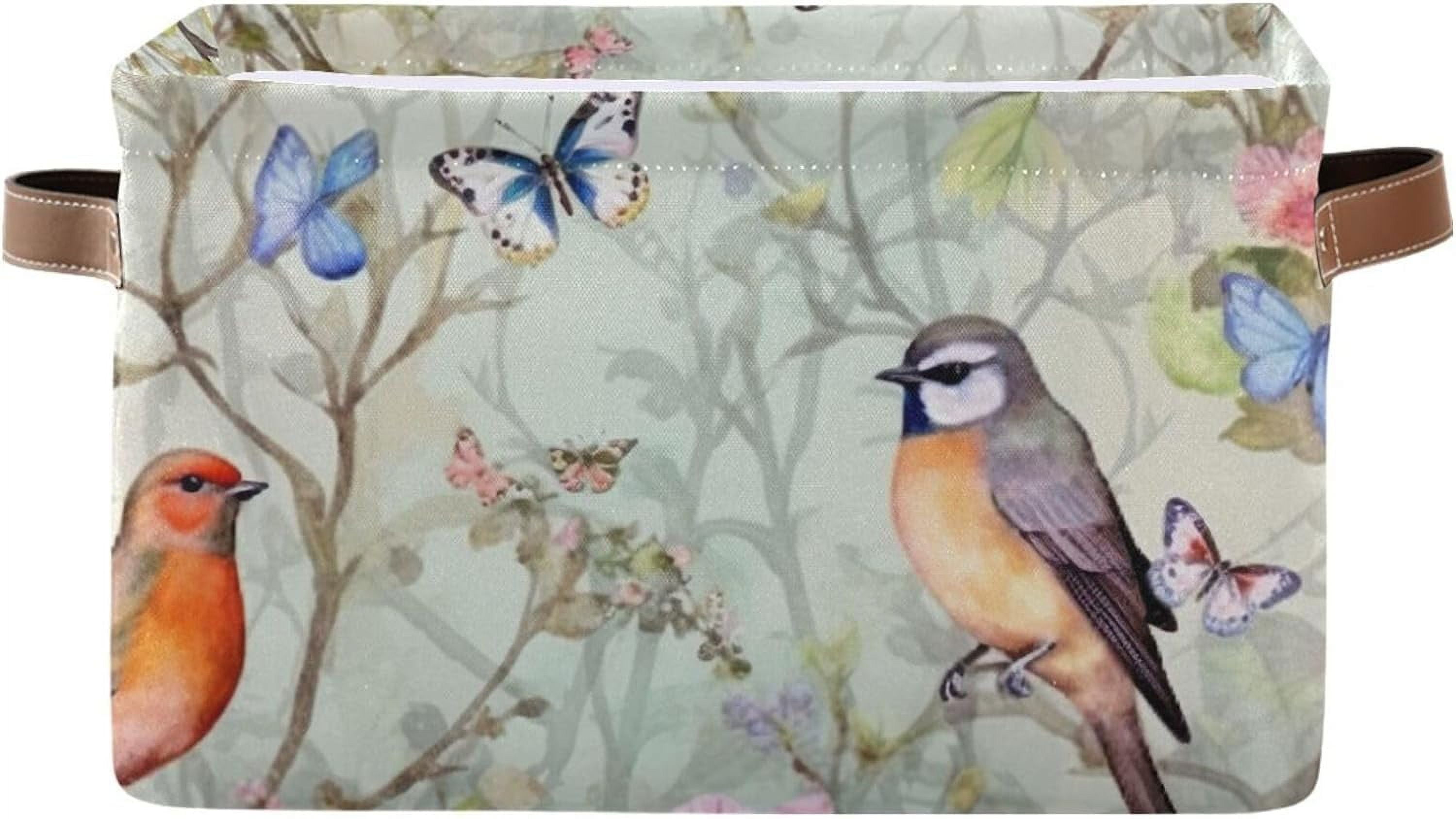 GZHJMY Romantic Pretty Birds Storage Bins Foldable Canvas Fabric ...
