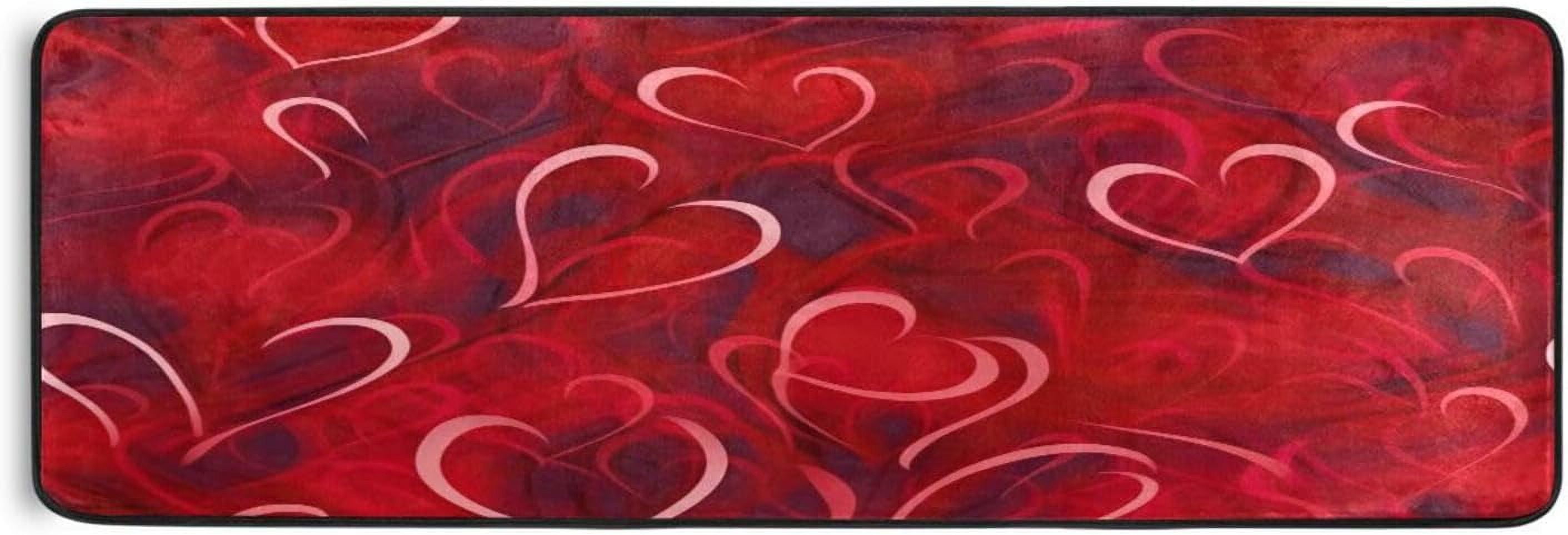 GZHJMY Romantic Red Heart Area Rug - 2' x 6' Washable Runner Rugs with ...