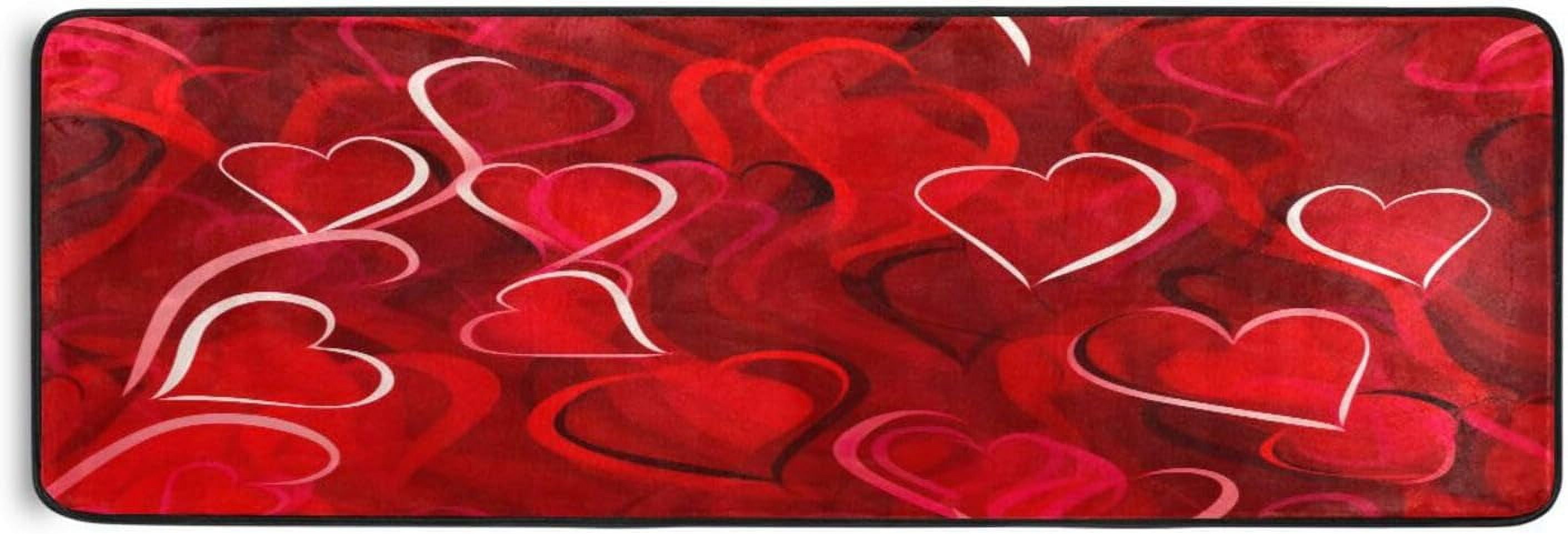 GZHJMY Romantic Red Heart Area Rug - 2' x 6' Washable Runner Rugs with ...