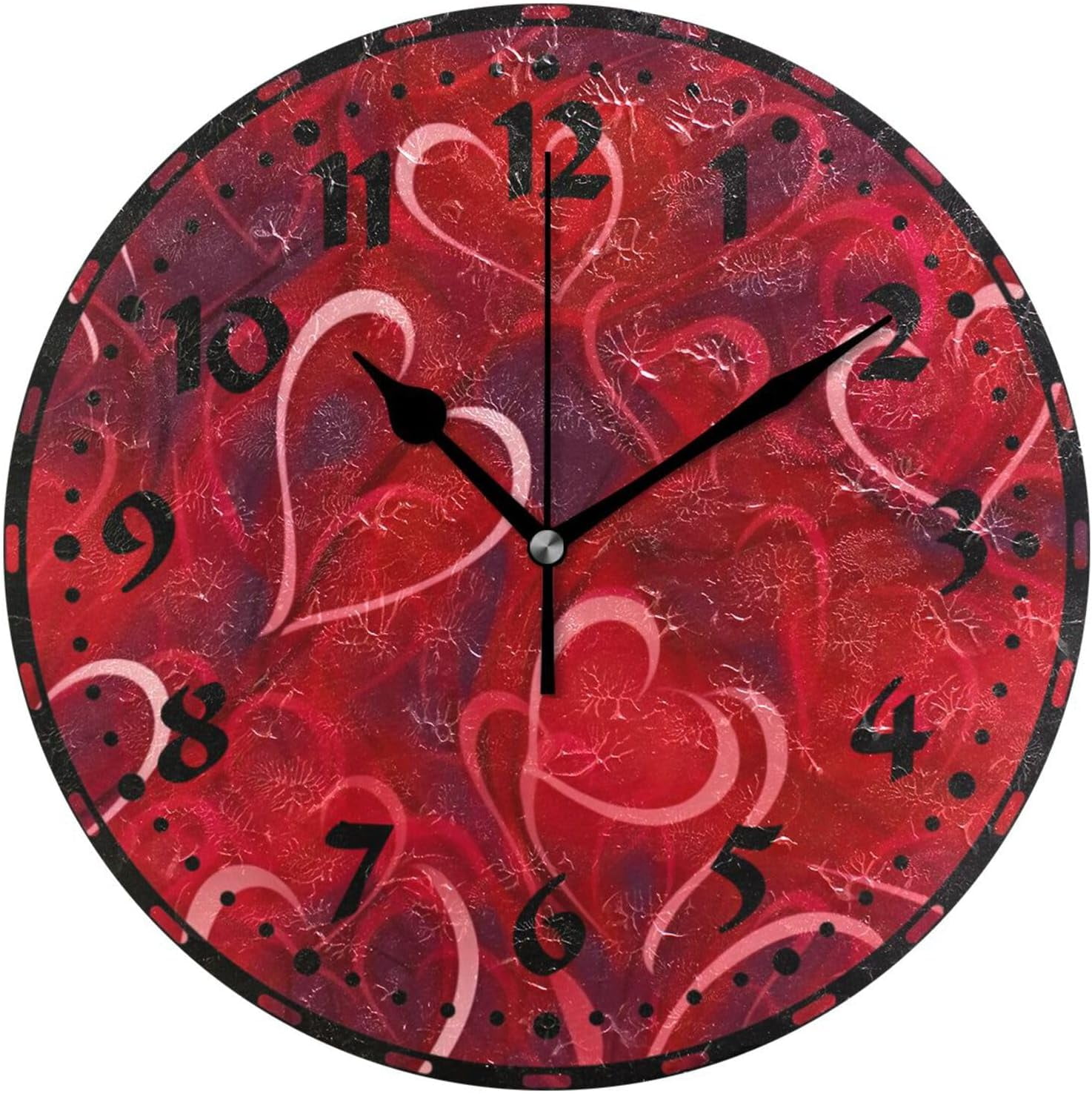 GZHJMY Romantic Red Heart Wall Clock, Silent Non Ticking 10 Inch ...