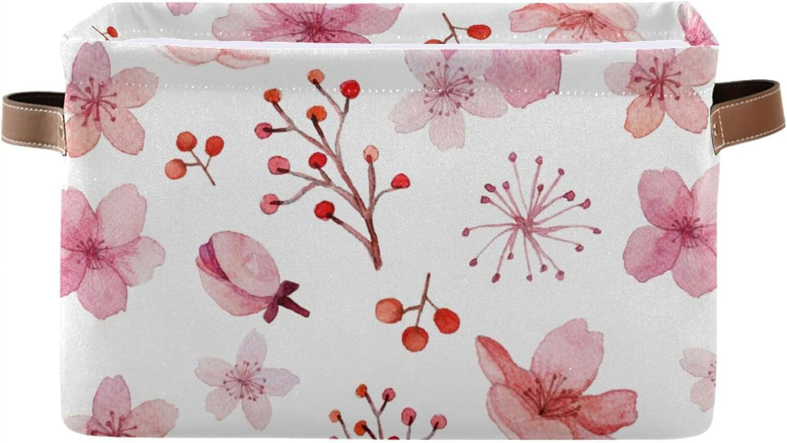 GZHJMY Romantic Watercolor Flower Storage Bins Foldable Canvas Fabric ...