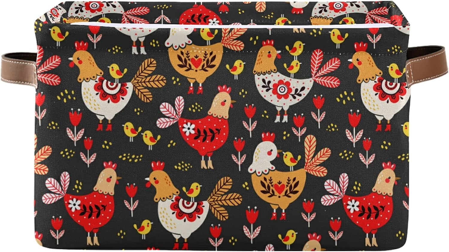 GZHJMY Rooster And Chickens Storage Bin Collapsible with Handle, 1PCS ...