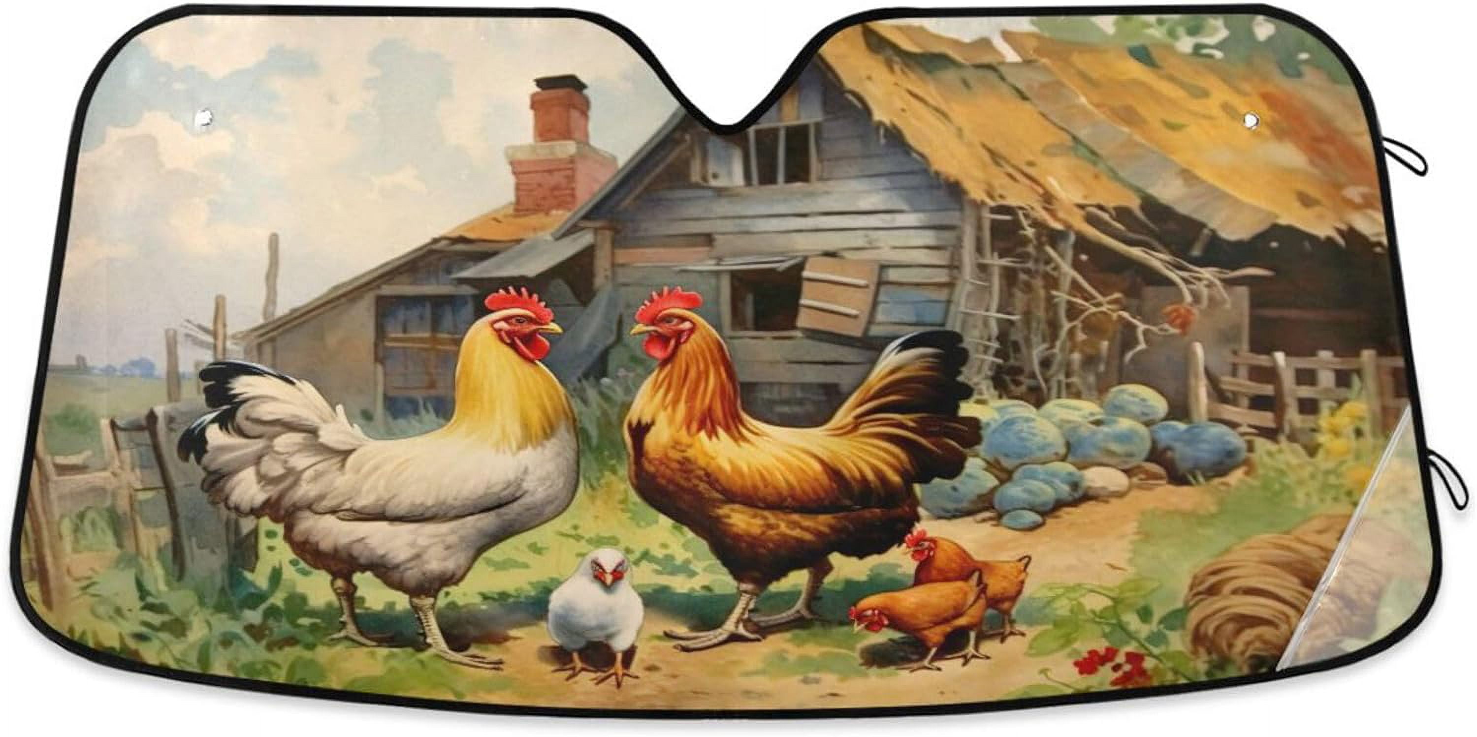 GZHJMY Rooster Farm Car Windshield Sun Shade Foldable Sun Shield Shade ...