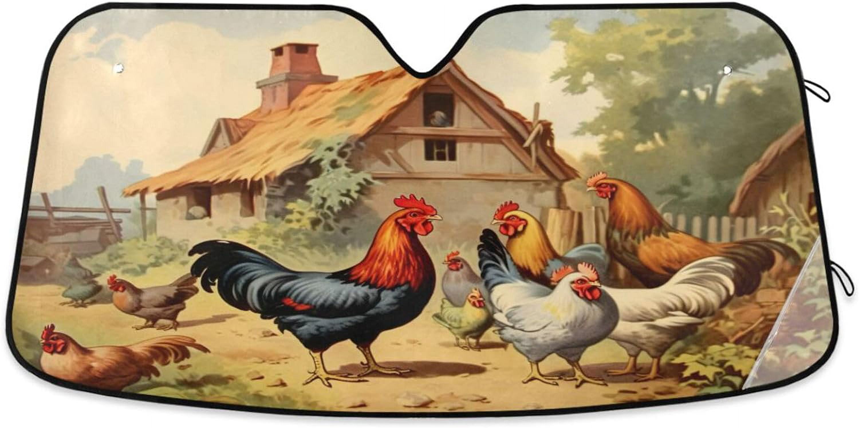 GZHJMY Rooster Farm Car Windshield Sun Shade Foldable Sun Shield Shade ...
