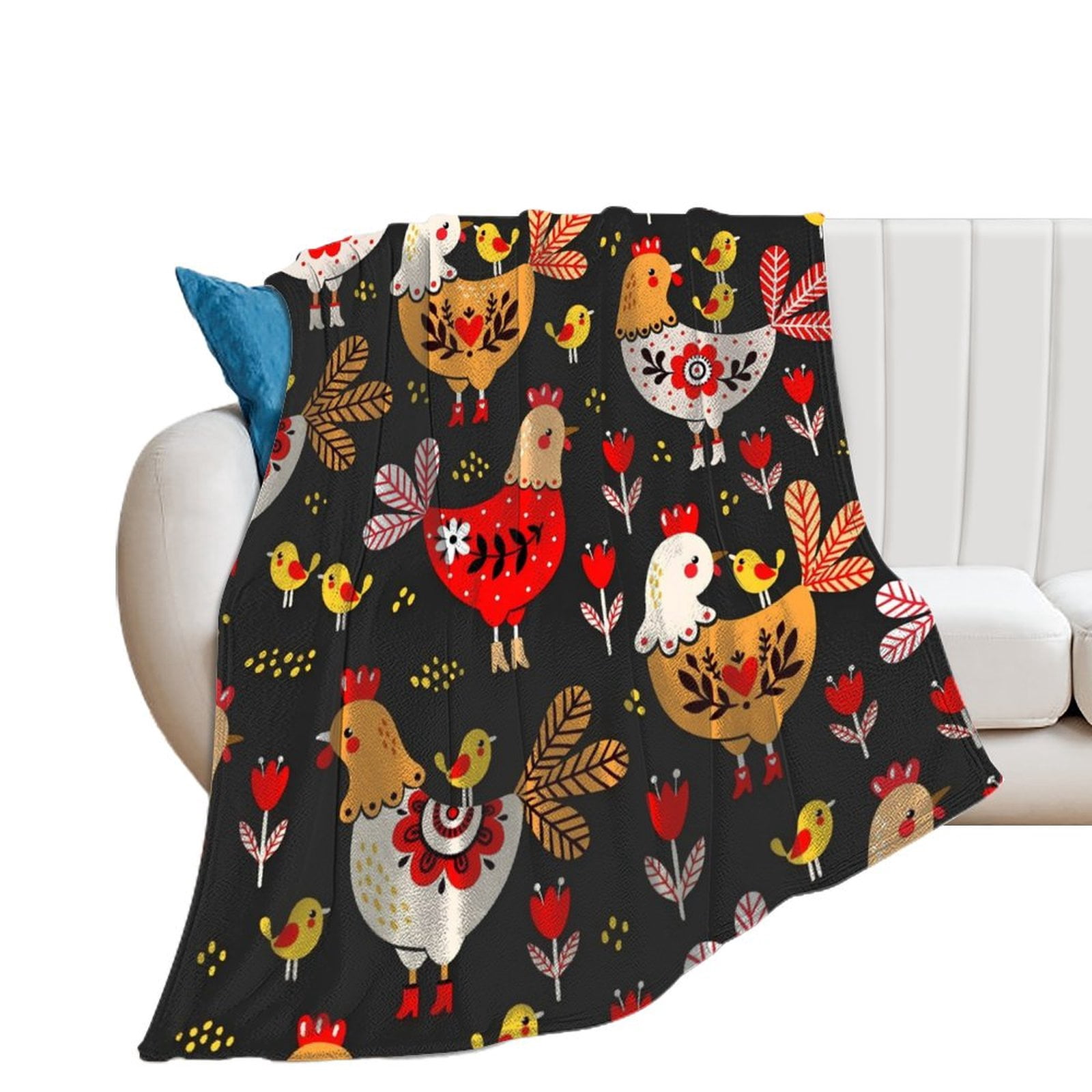 GZHJMY Rooster Hens Chickens Throw Blankets, 50×60 Inch Soft Outdoor ...