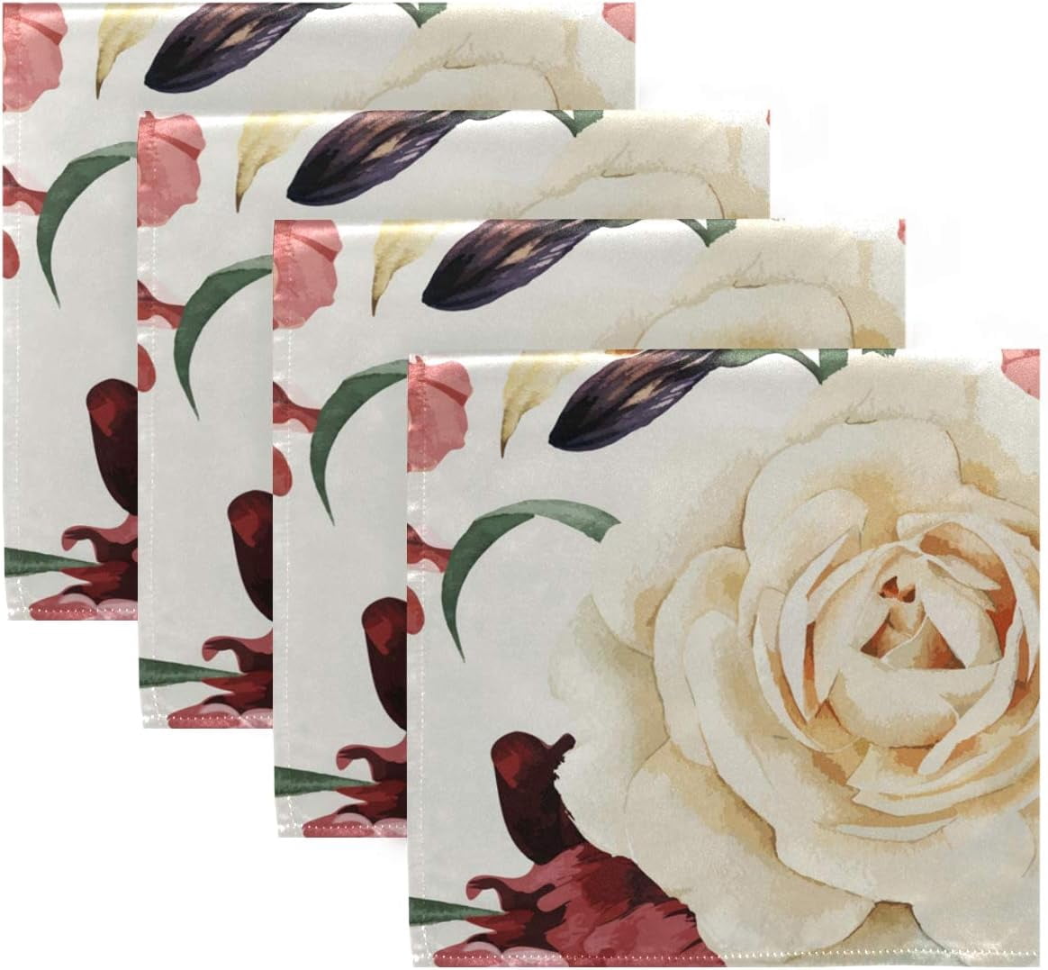 GZHJMY Rose Cloth Napkins Reusable Washable Everyday Use 20 × 20 Inch ...