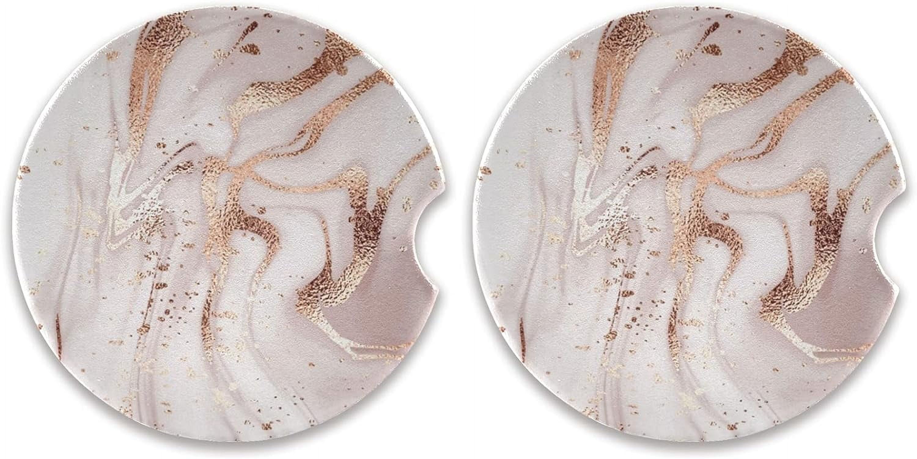 GZHJMY Rose Gold Abstract Marble Car Coasters 2 Pack Drinks Absorbent ...