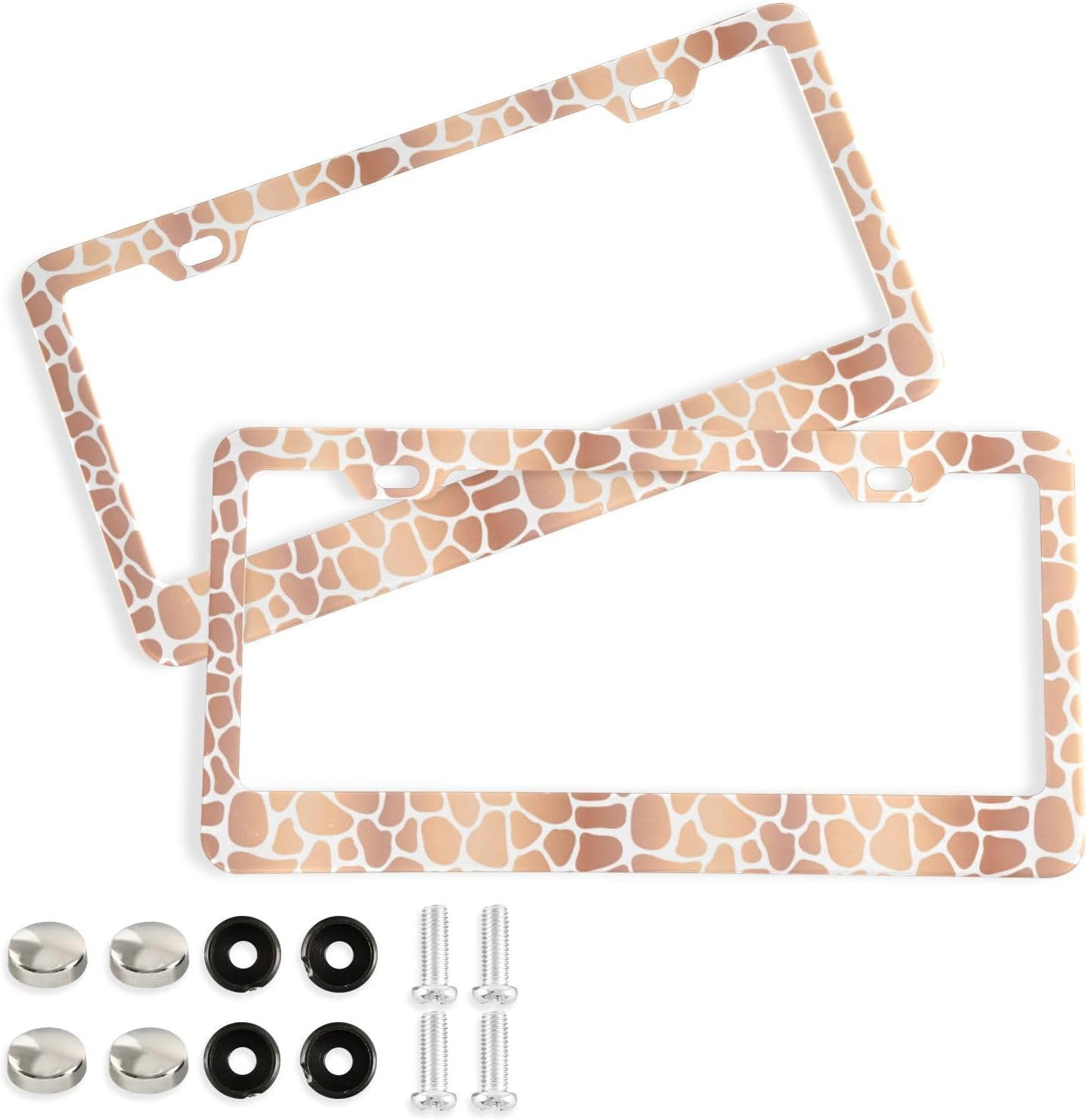 GZHJMY Rose Gold Giraffe Print Animal License Plate Frames for Women ...
