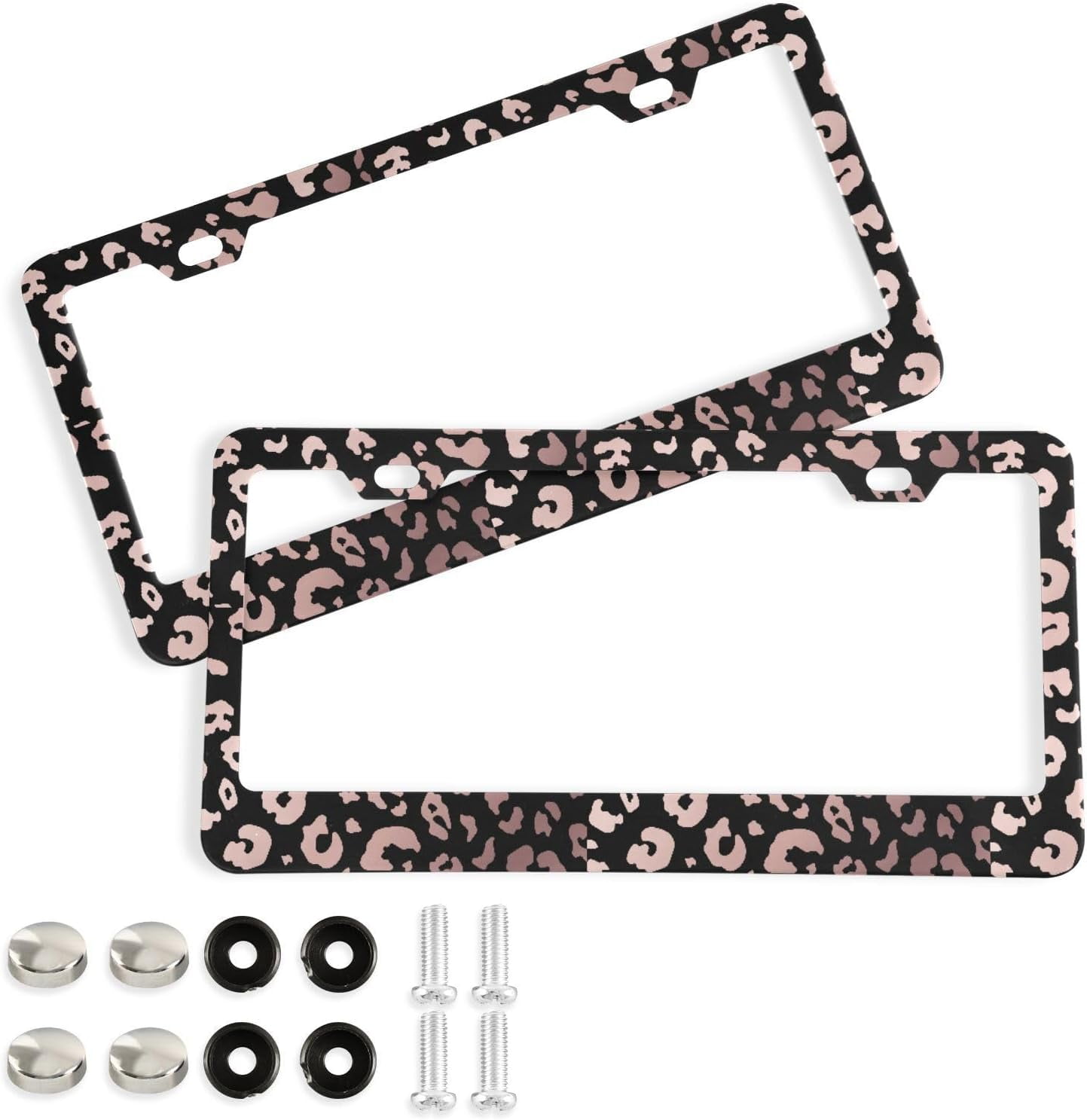 GZHJMY Rose Gold Leopard Print Animal Cheetah License Plate Frames for ...