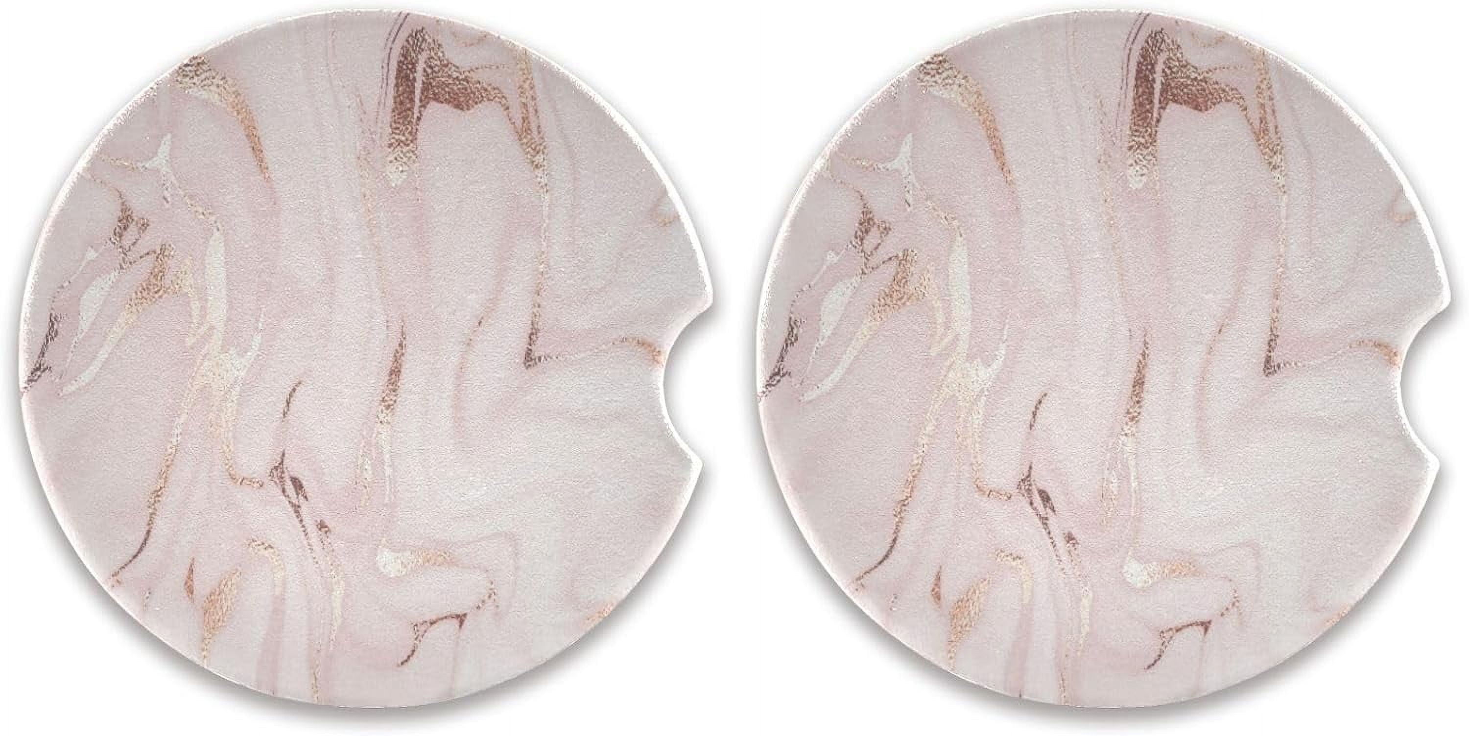 GZHJMY Rose Gold Marble Car Coaster for Cup Holders, 2 Pack Absorbent ...