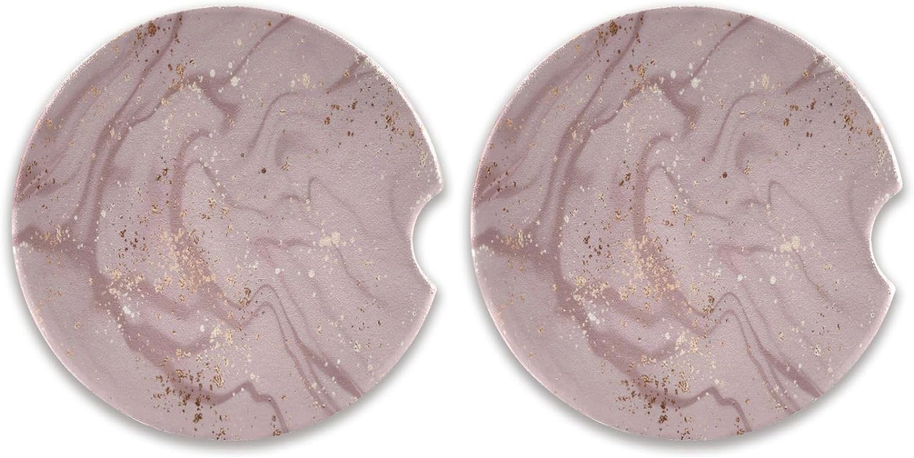 GZHJMY Rose Gold Marble Car Coaster for Cup Holders, 2 Pack Absorbent ...