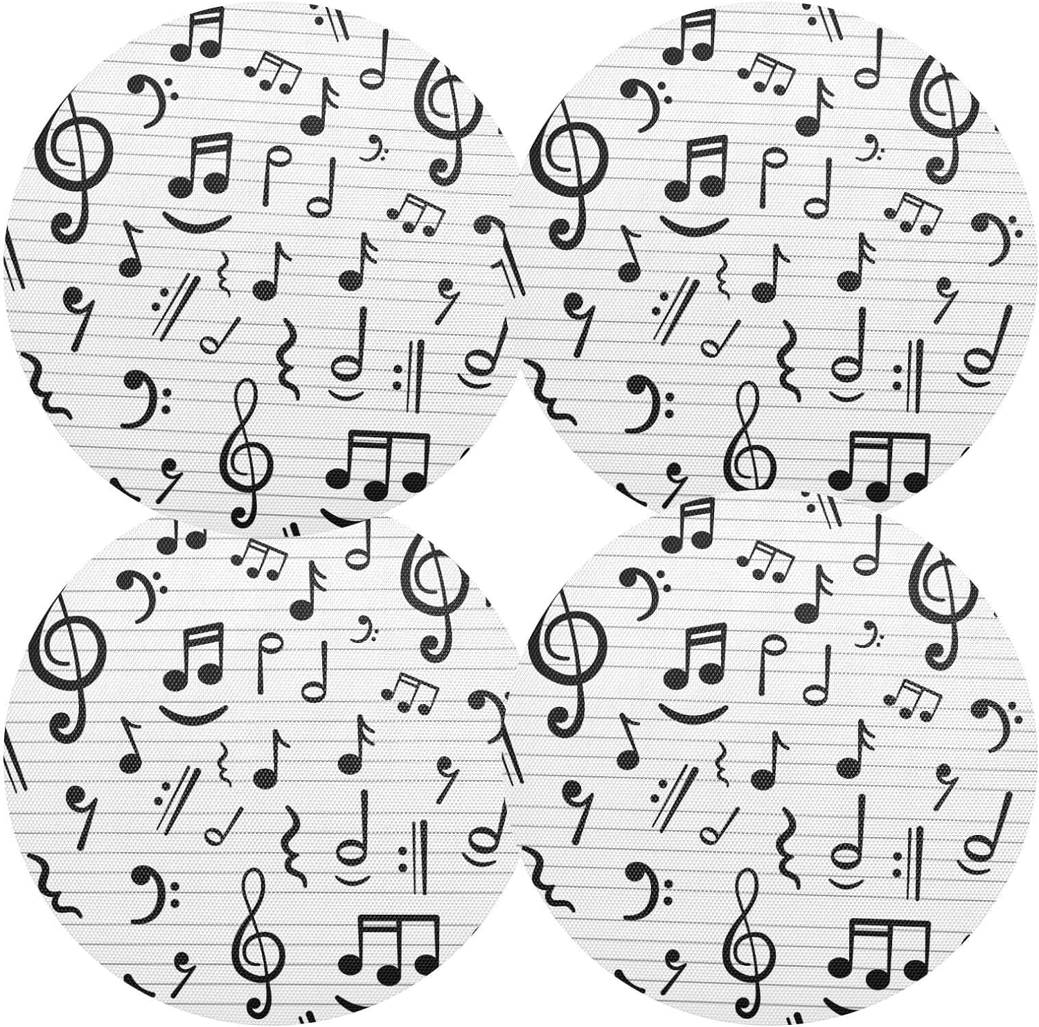 GZHJMY Round Braided Placemats Set of 4 Music Note Round PVC Woven ...