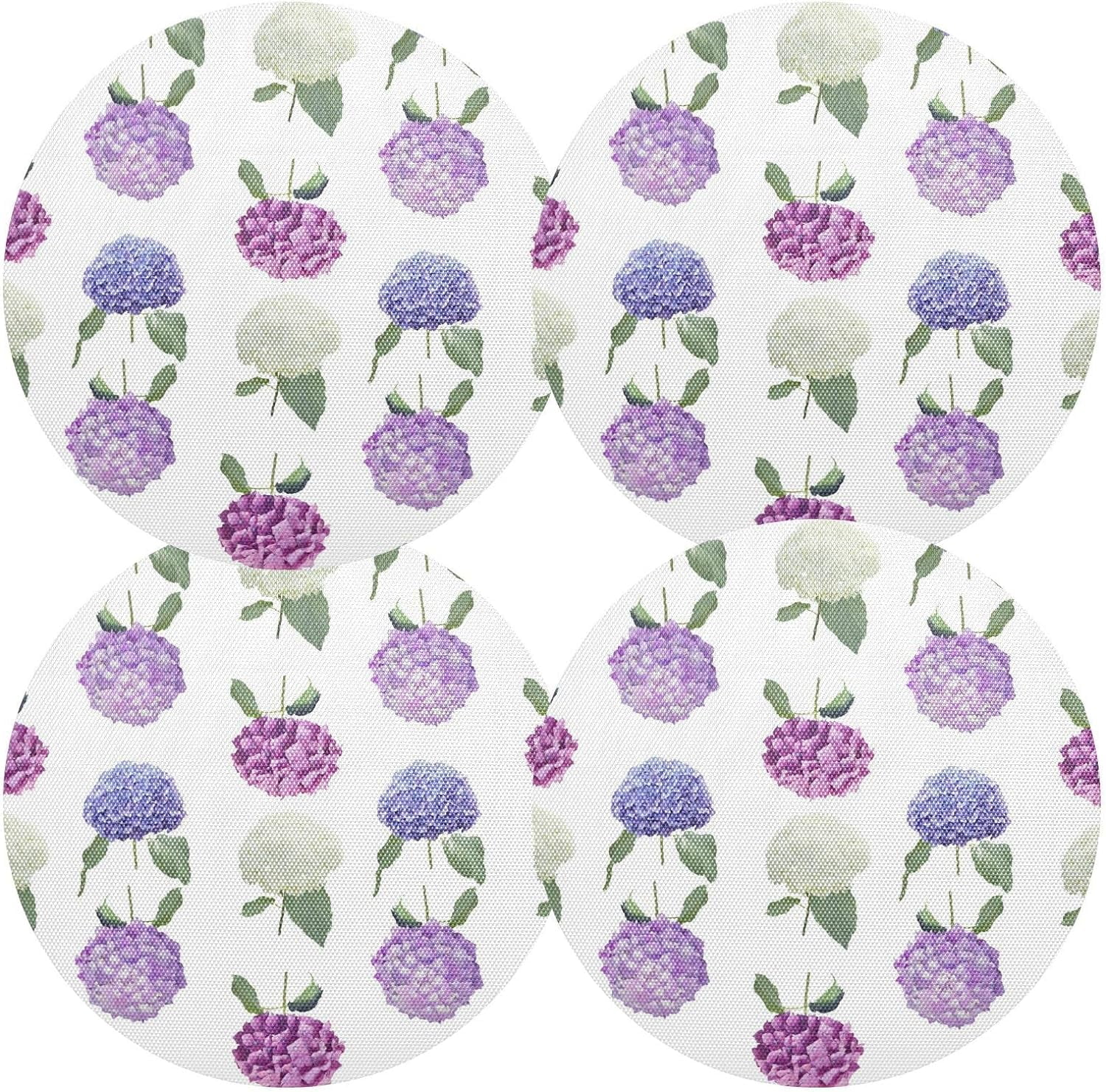 GZHJMY Round Braided Placemats Set of 6 Hydrangea Flowers Round PVC ...