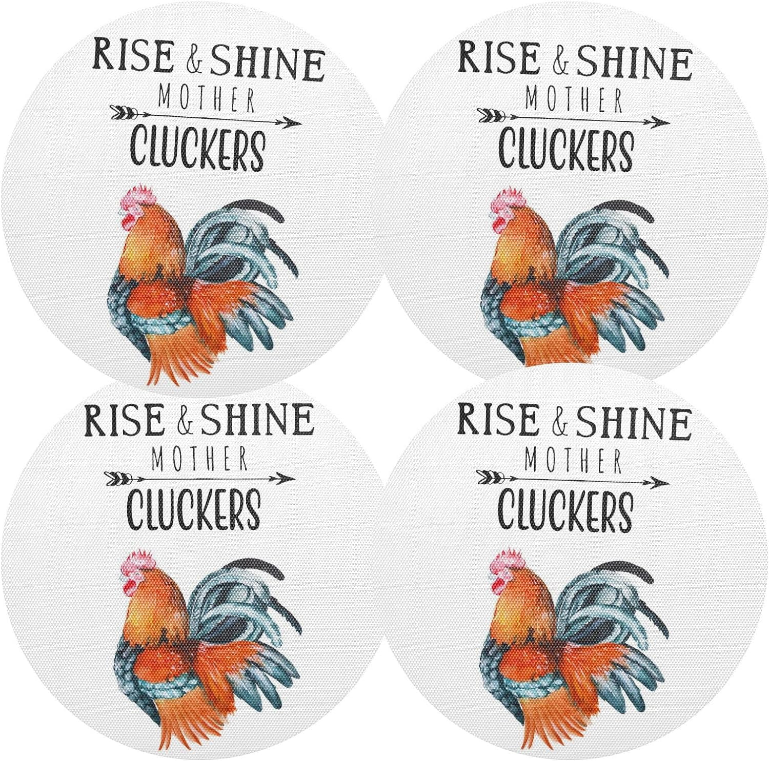 GZHJMY Round Braided Placemats Set of 6 Rise and Shine Mother Cluckers ...