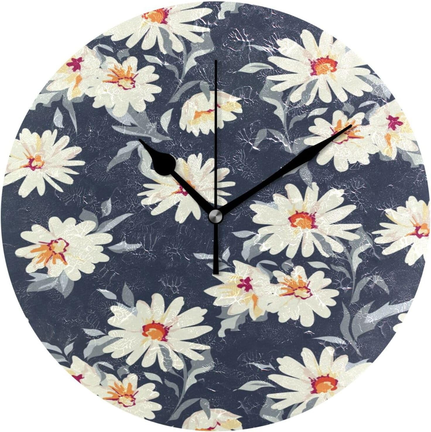 GZHJMY Round Digital Clock Art Daisy Creative Decorative Quiet Not ...