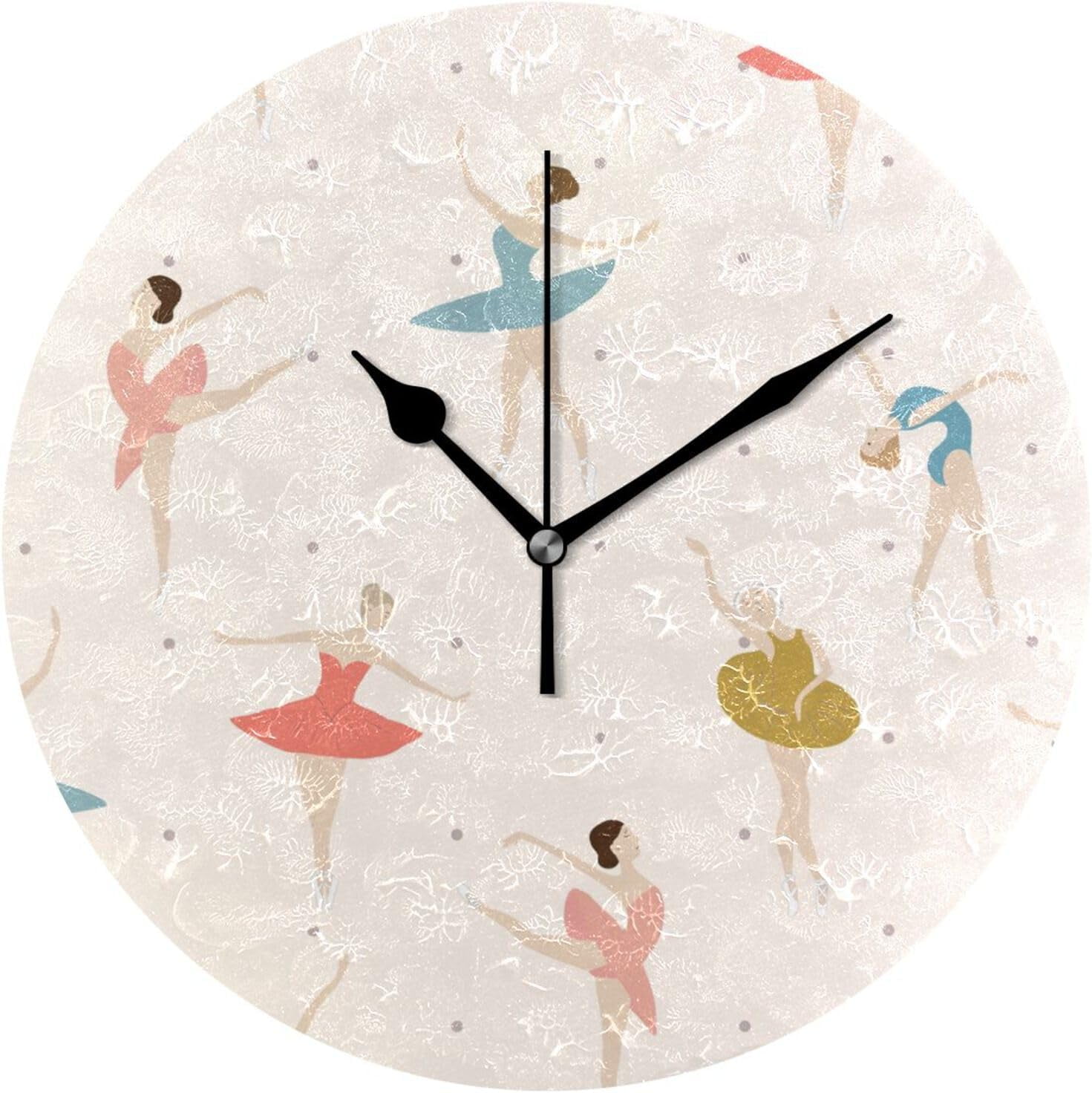 GZHJMY Round Digital Clock Ballet Dancers Creative Decorative Quiet Not ...