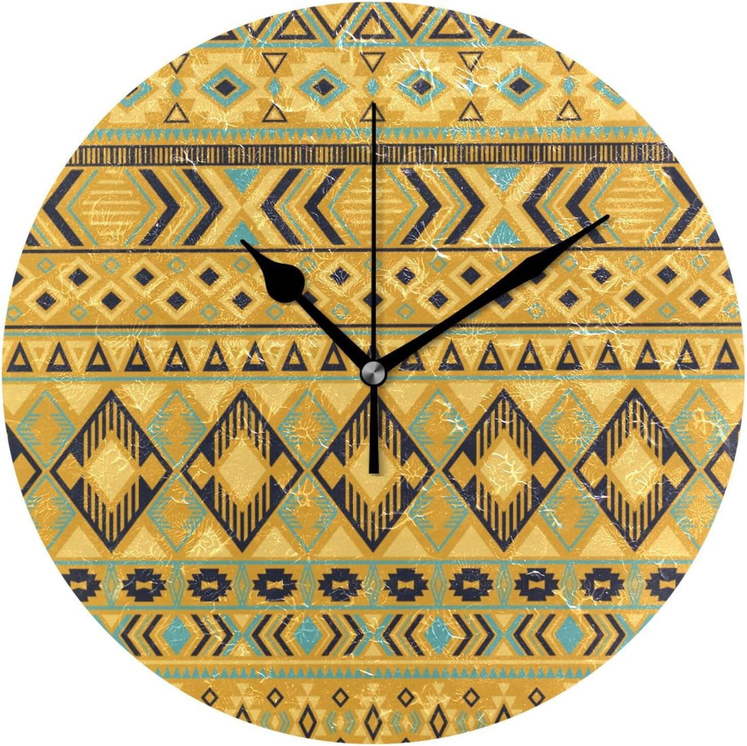 GZHJMY Round Digital Clock Boho Pattern Tribal Ethnic Motifs Creative ...
