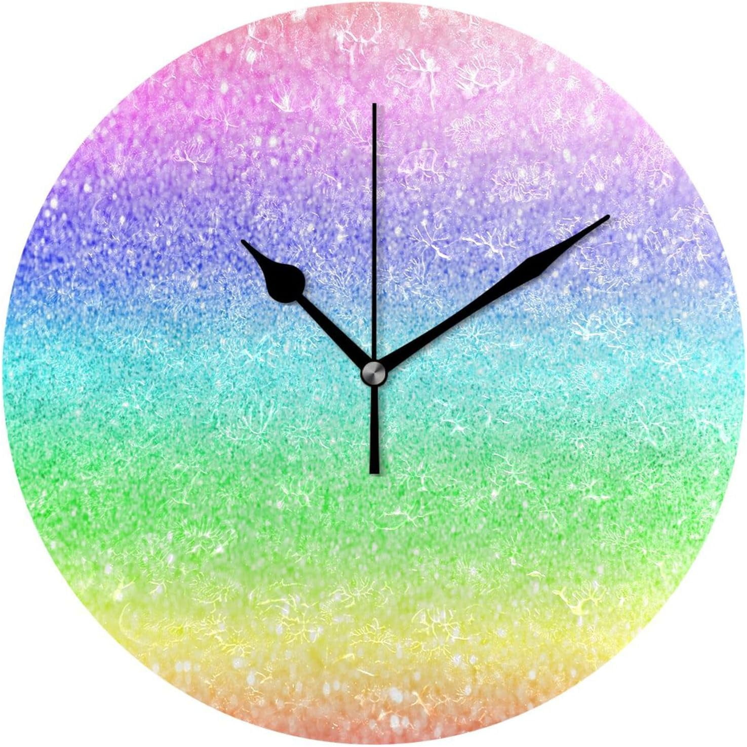 GZHJMY Round Digital Clock Galaxy Fantasy Beautiful Rainbow Creative ...