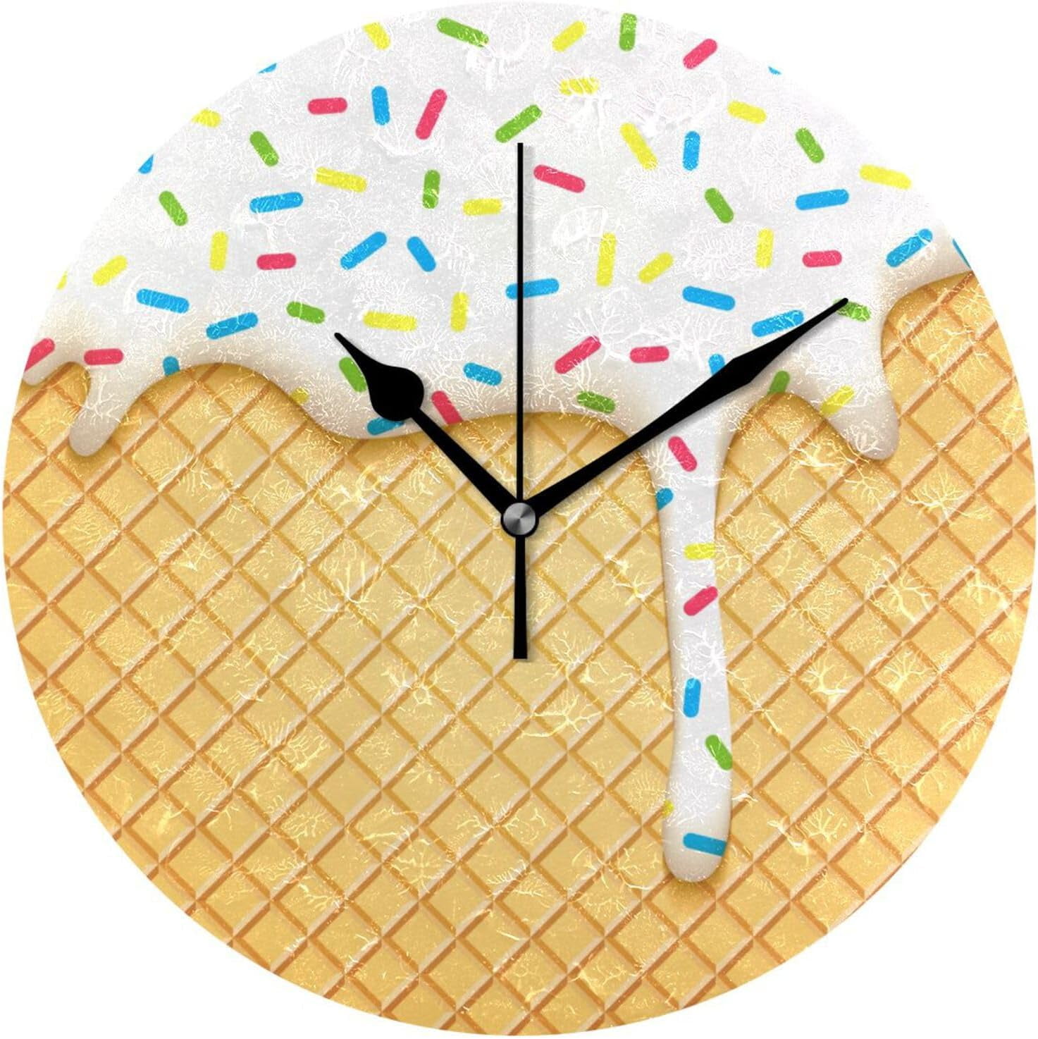 GZHJMY Round Digital Clock Ice Cream Texture Pattern (2) Creative ...