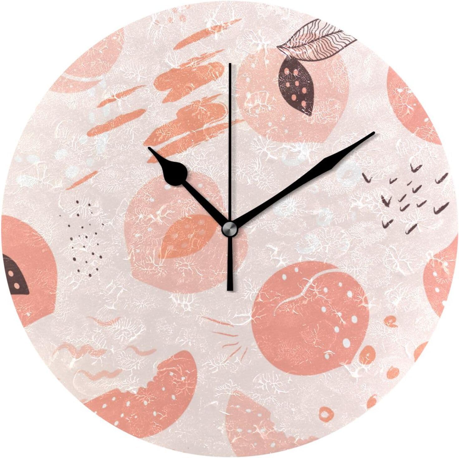 GZHJMY Round Digital Clock Pink Peach Creative Decorative Quiet Not ...
