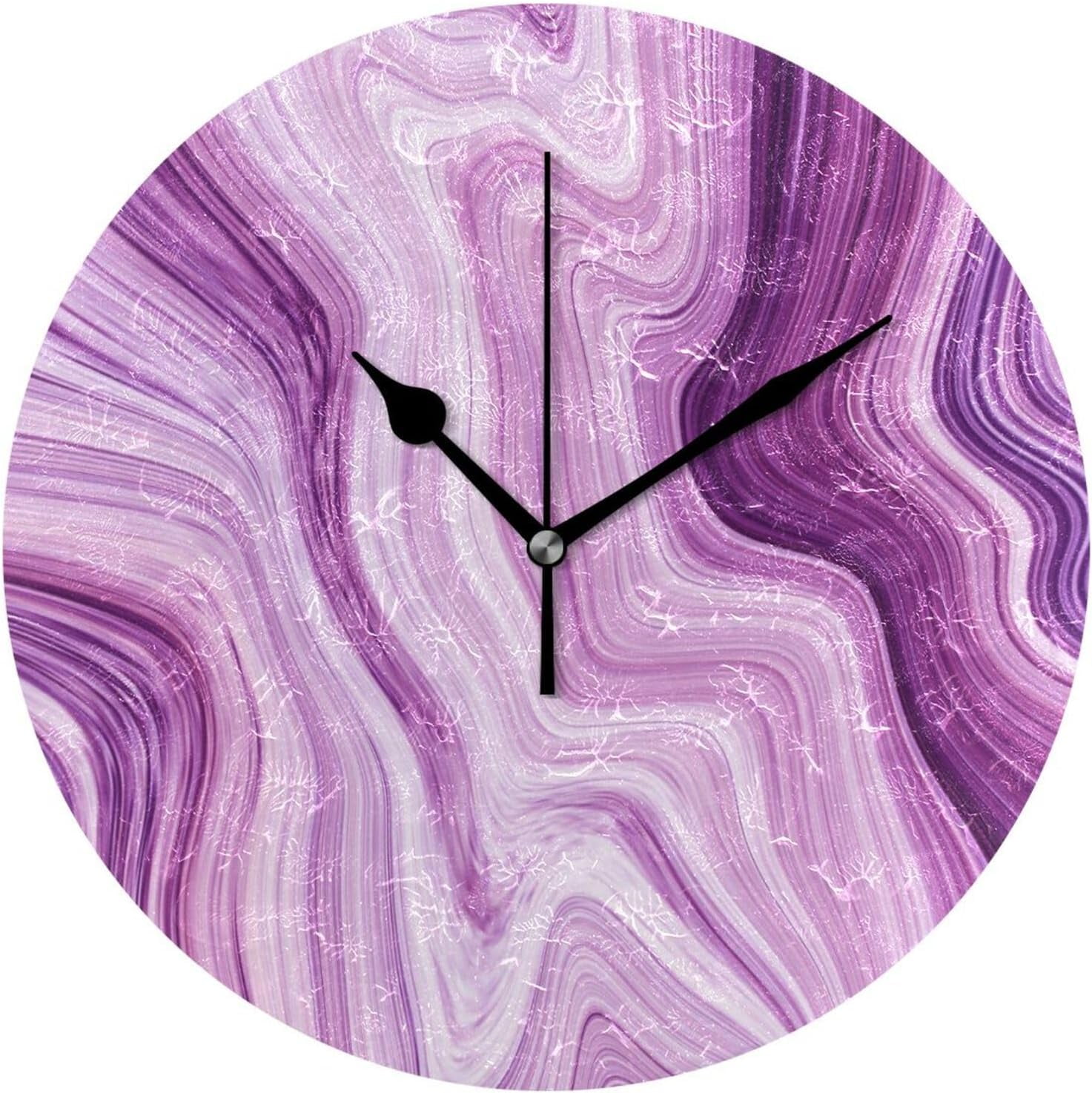 GZHJMY Round Digital Clock Quicksand Purple Creative Decorative Quiet ...