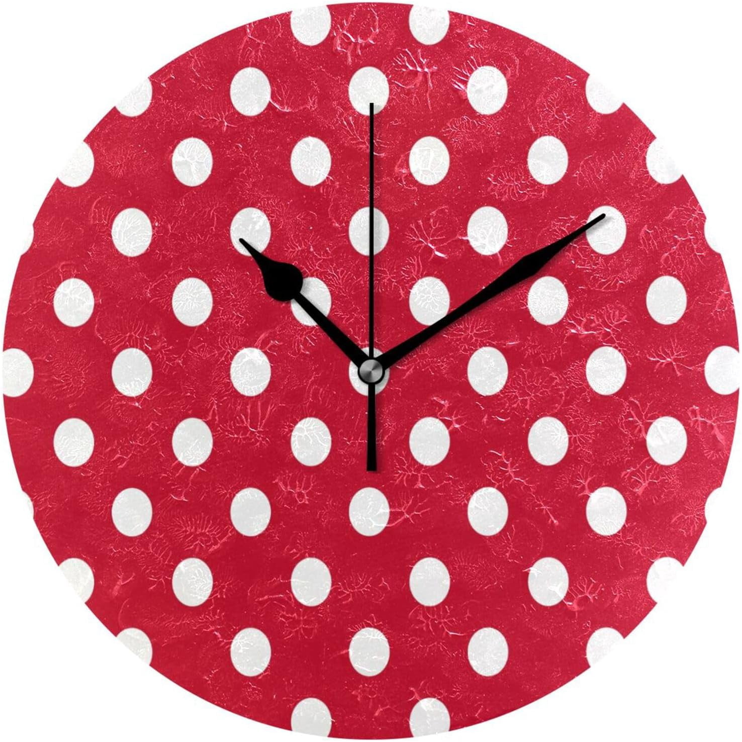 GZHJMY Round Digital Clock Red Polka Dot(1) Creative Decorative Quiet ...