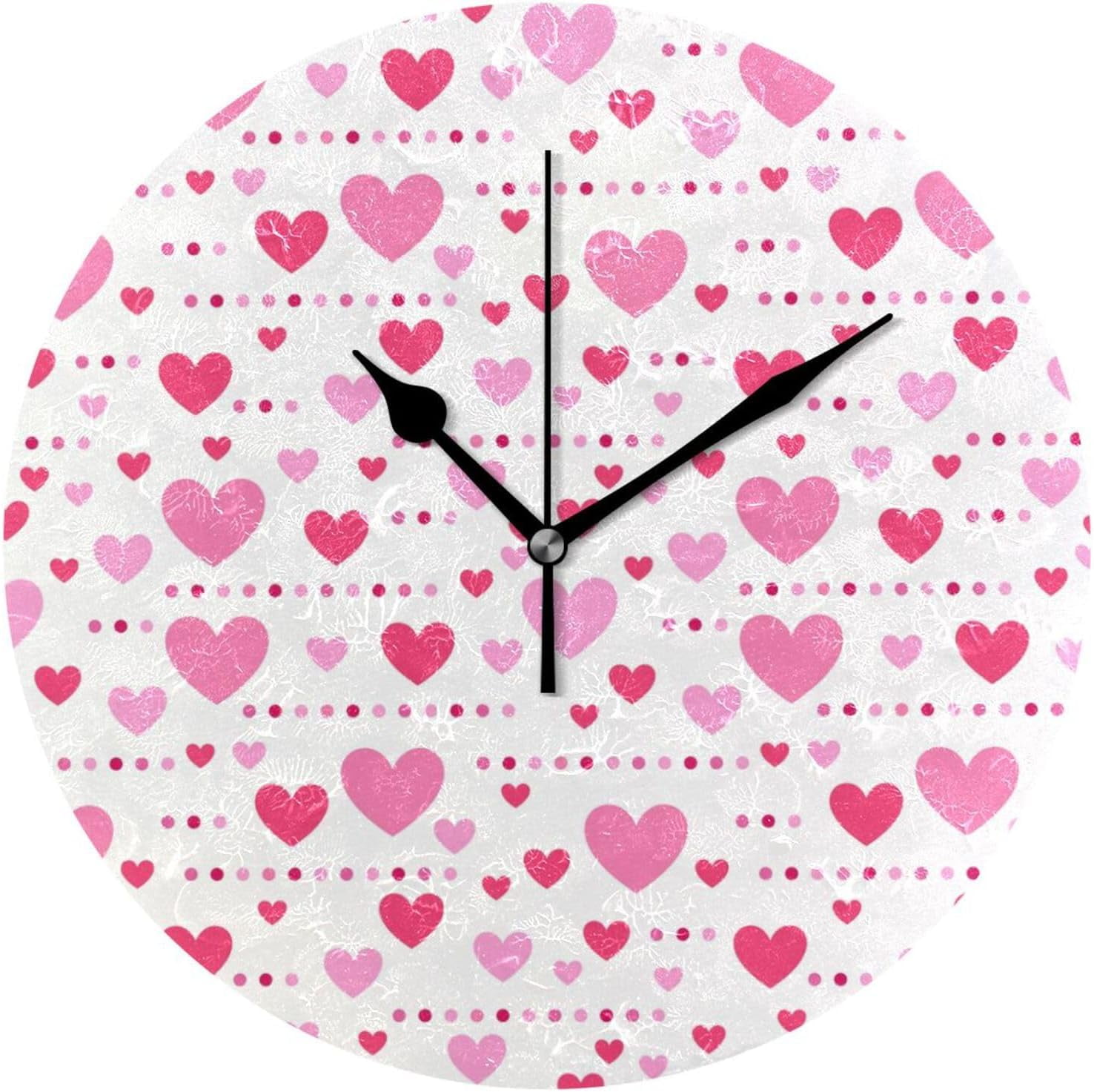 GZHJMY Round Digital Clock Romantic Pink and Red Love Hearts Creative ...