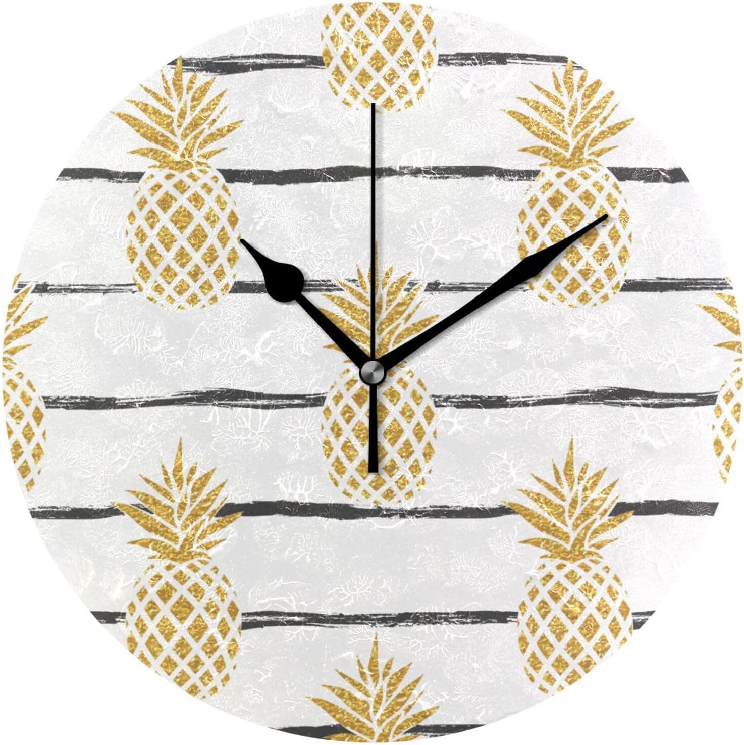 GZHJMY Round Digital Clock Summer Gold Pineapple Creative Decorative ...