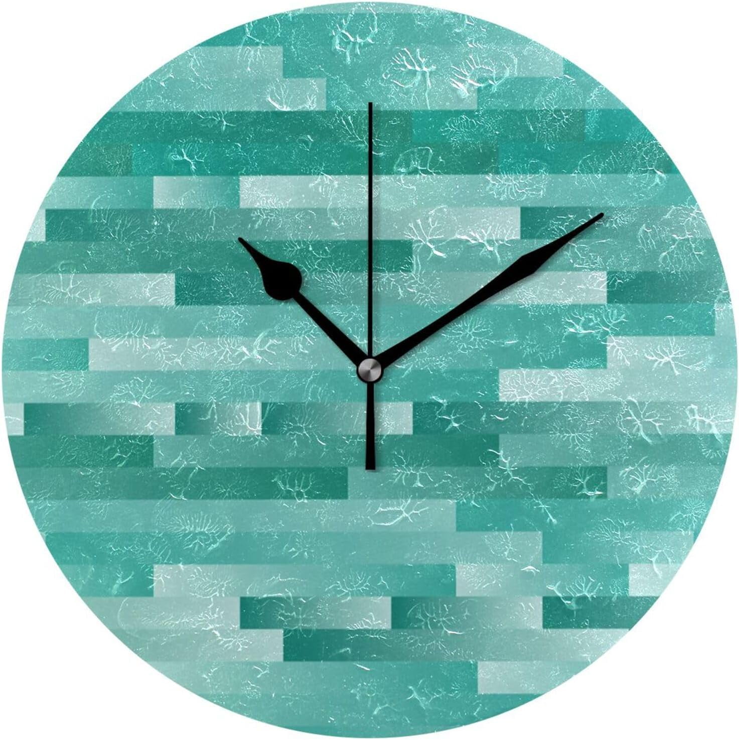 GZHJMY Round Digital Clock Teal Wood Creative Decorative Quiet Not ...