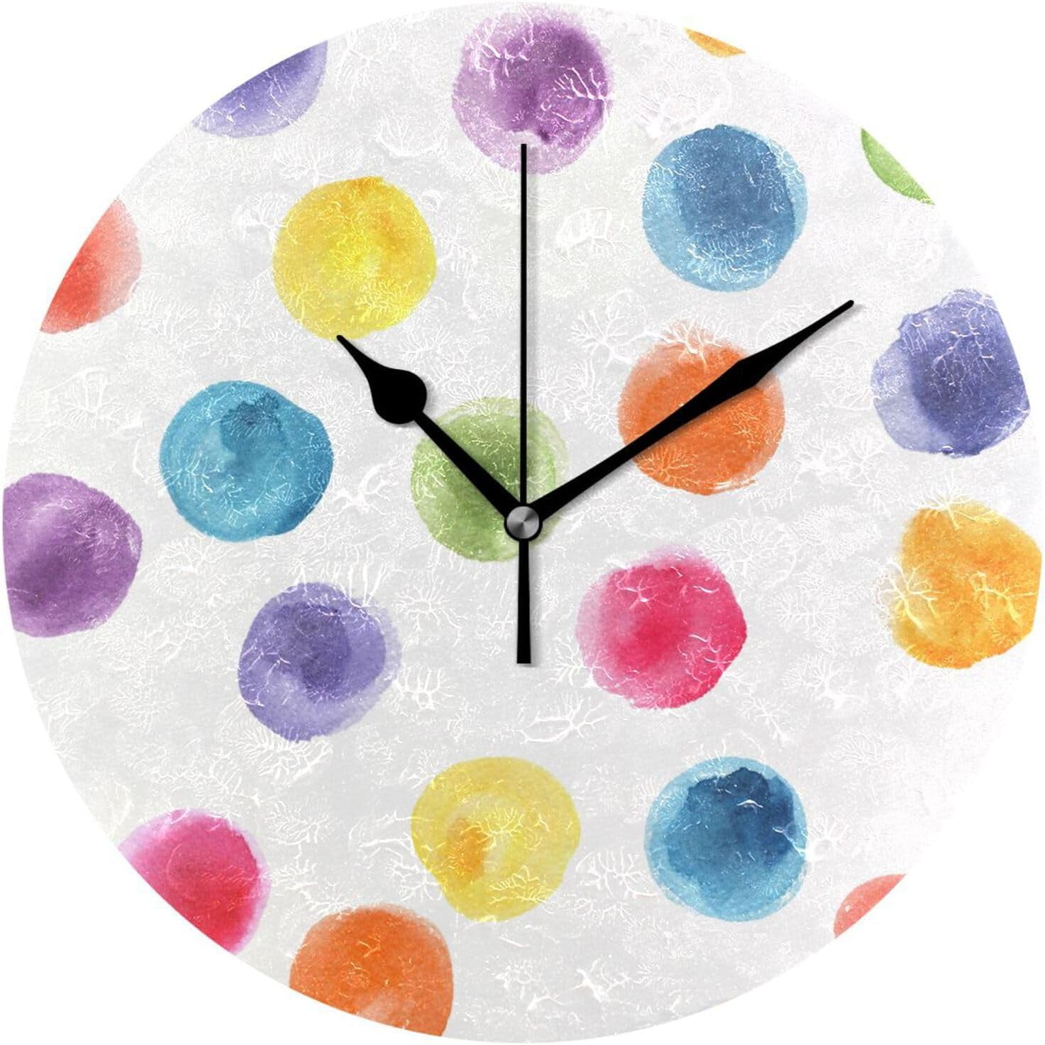 GZHJMY Round Digital Clock Watercolor Polka Dot Creative Decorative ...