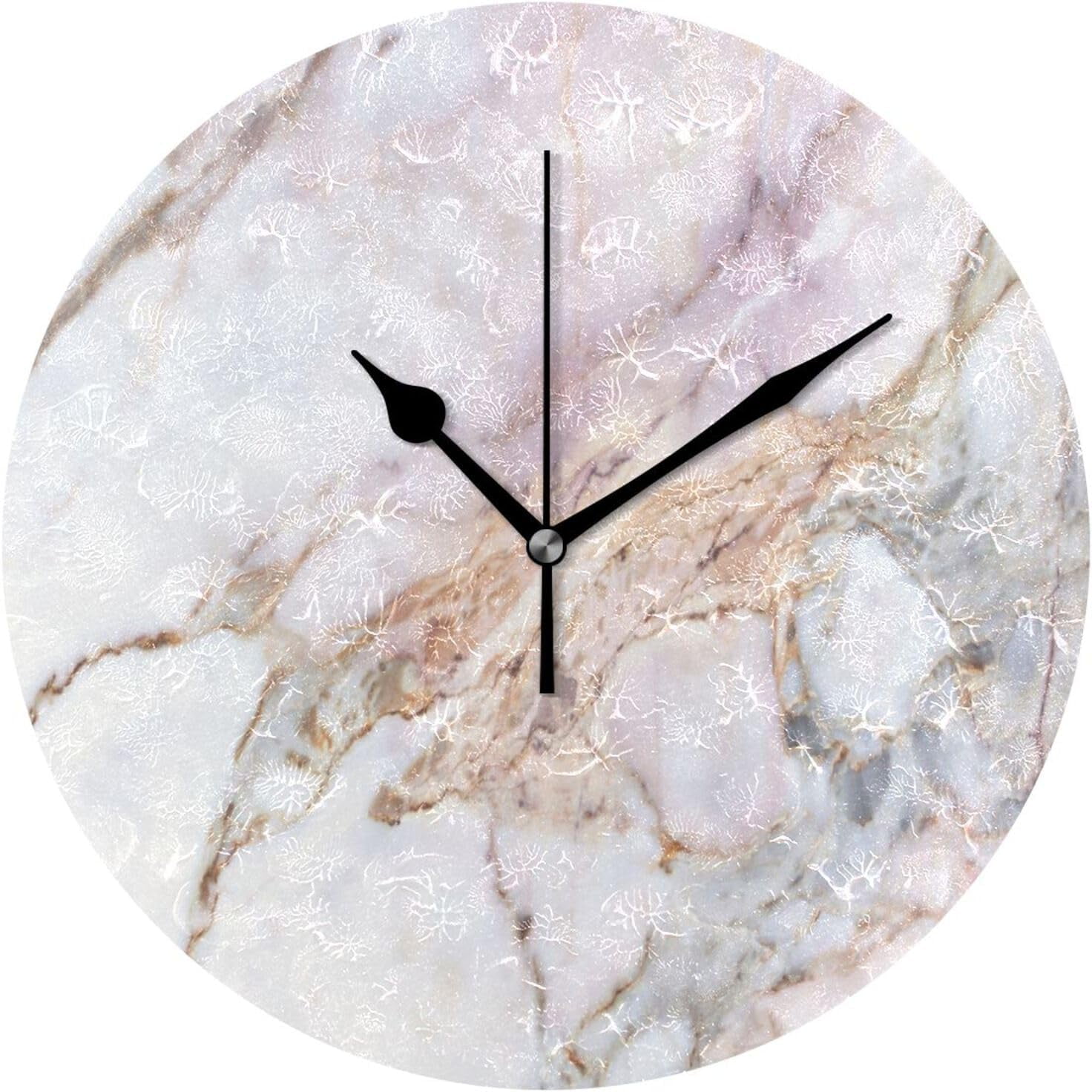 GZHJMY Round Digital Clock White Jade Marble Texture Creative ...