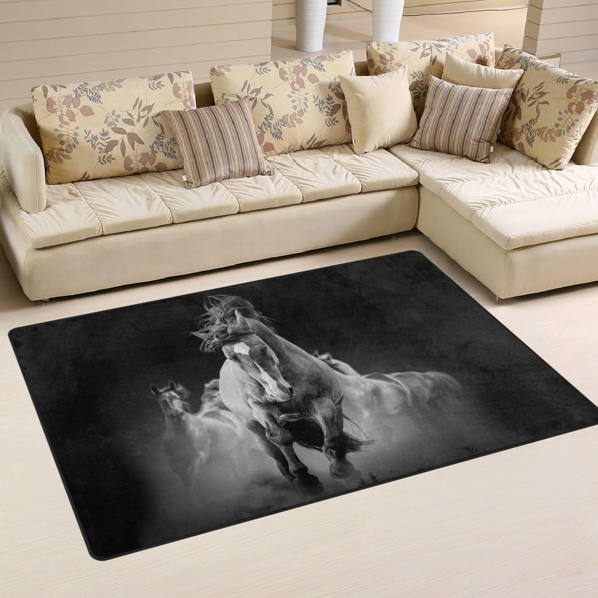 GZHJMY Running Horse Non Slip Area Rug for Living Dinning Room Bedroom ...