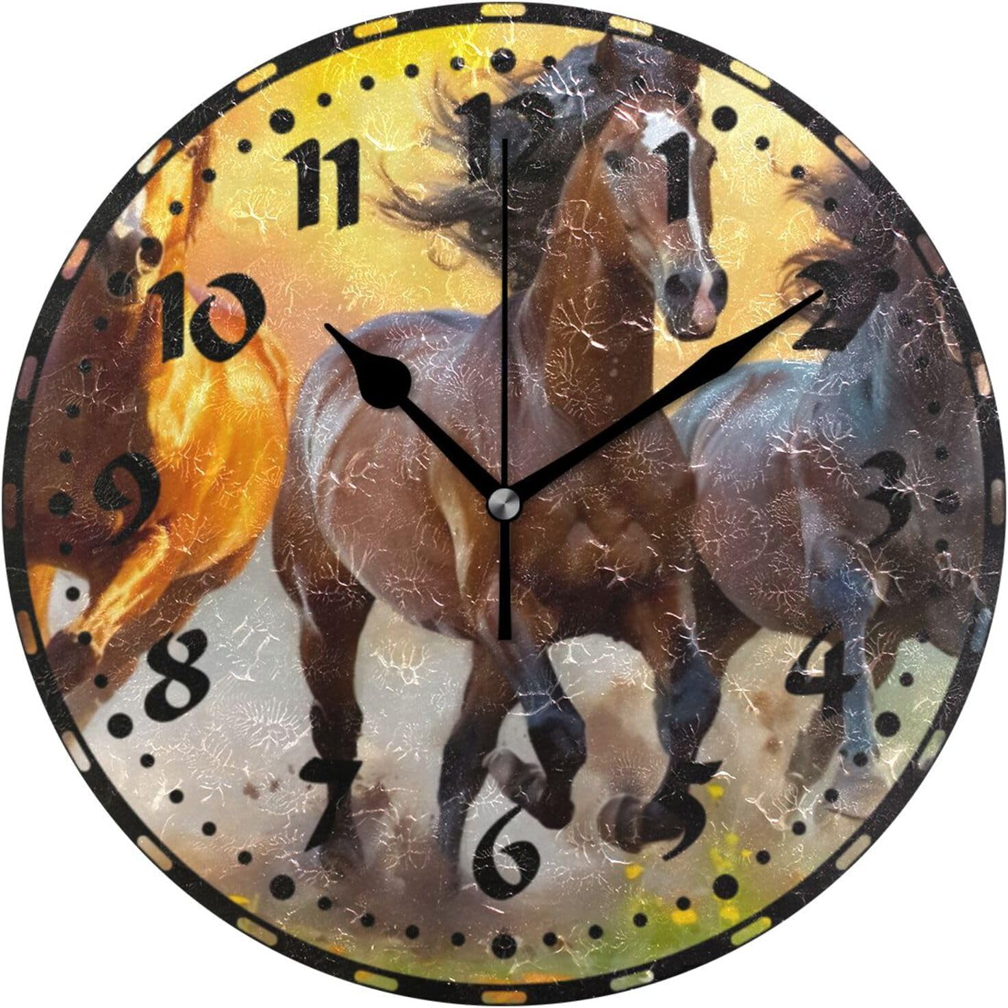 GZHJMY Running Horse Painting Wall Clock, Silent Non Ticking 10 Inch ...