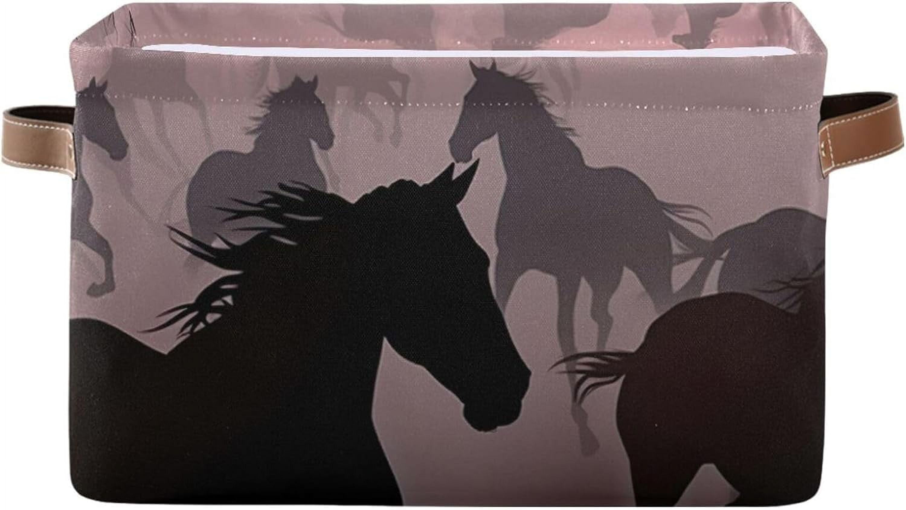 GZHJMY Running Horse Silhouette Storage Bins Foldable Canvas Fabric ...