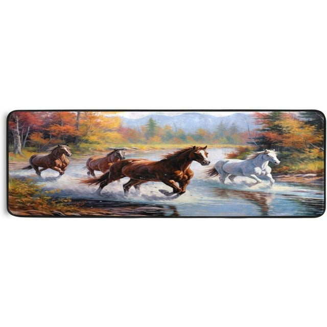 GZHJMY Running Horses Painting Area Rug - 2' x 6' Washable Runner Rugs ...