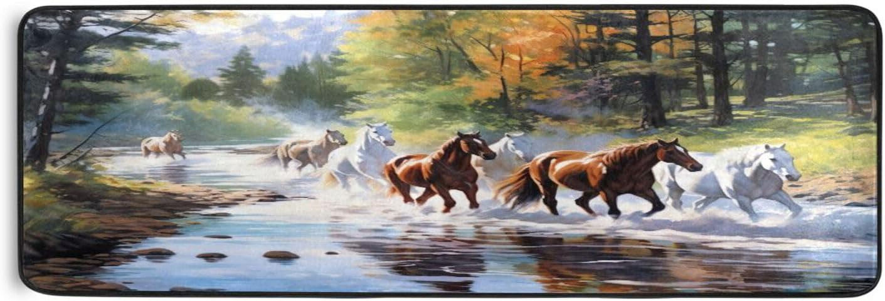 GZHJMY Running Horses Painting Area Rug - 2' x 6' Washable Runner Rugs ...
