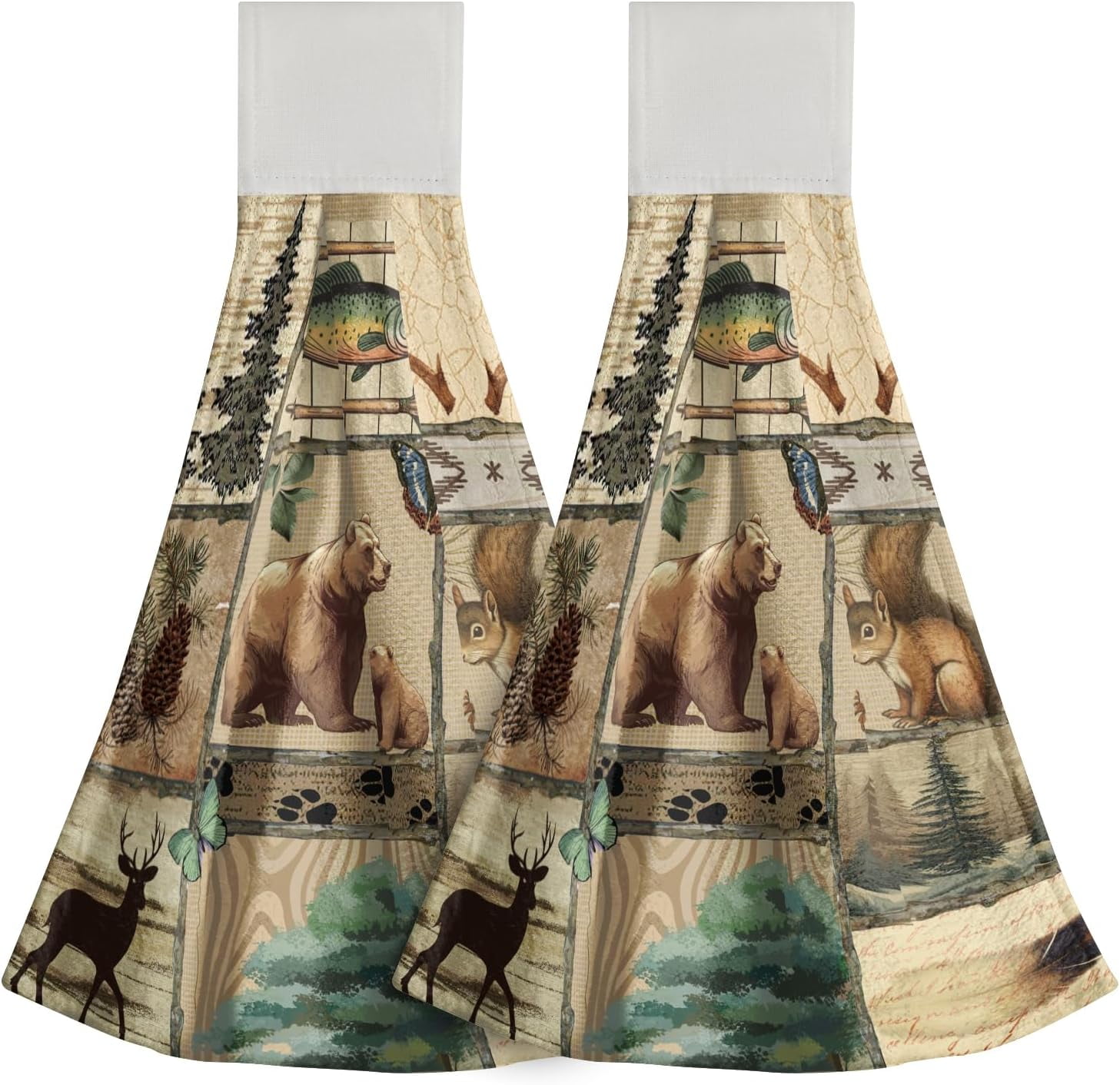 GZHJMY Rustic Cabin Animal Hand Towels - Bear Hanging Kitchen Towel ...