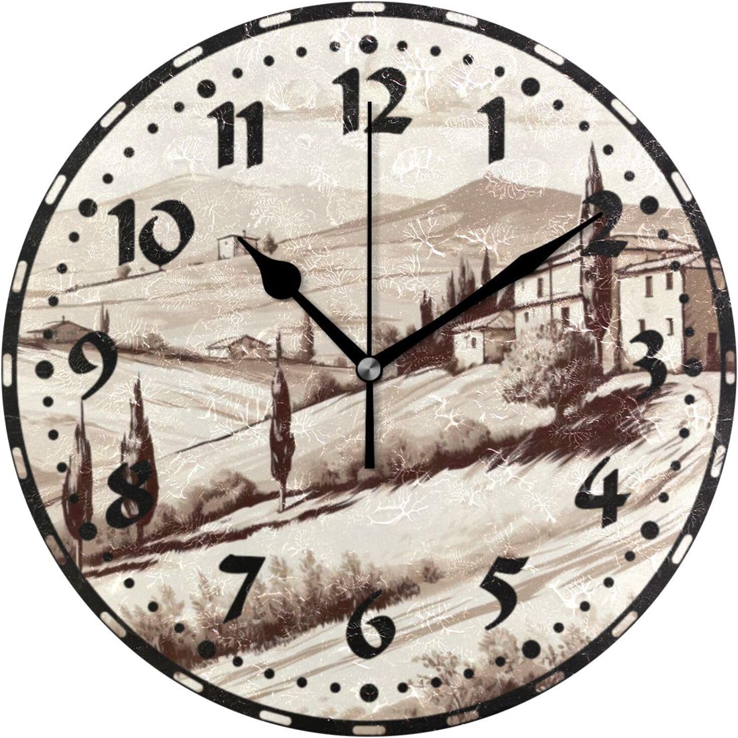 GZHJMY Rustic Italian Drawing Wall Clock, Silent Non Ticking 10 Inch ...