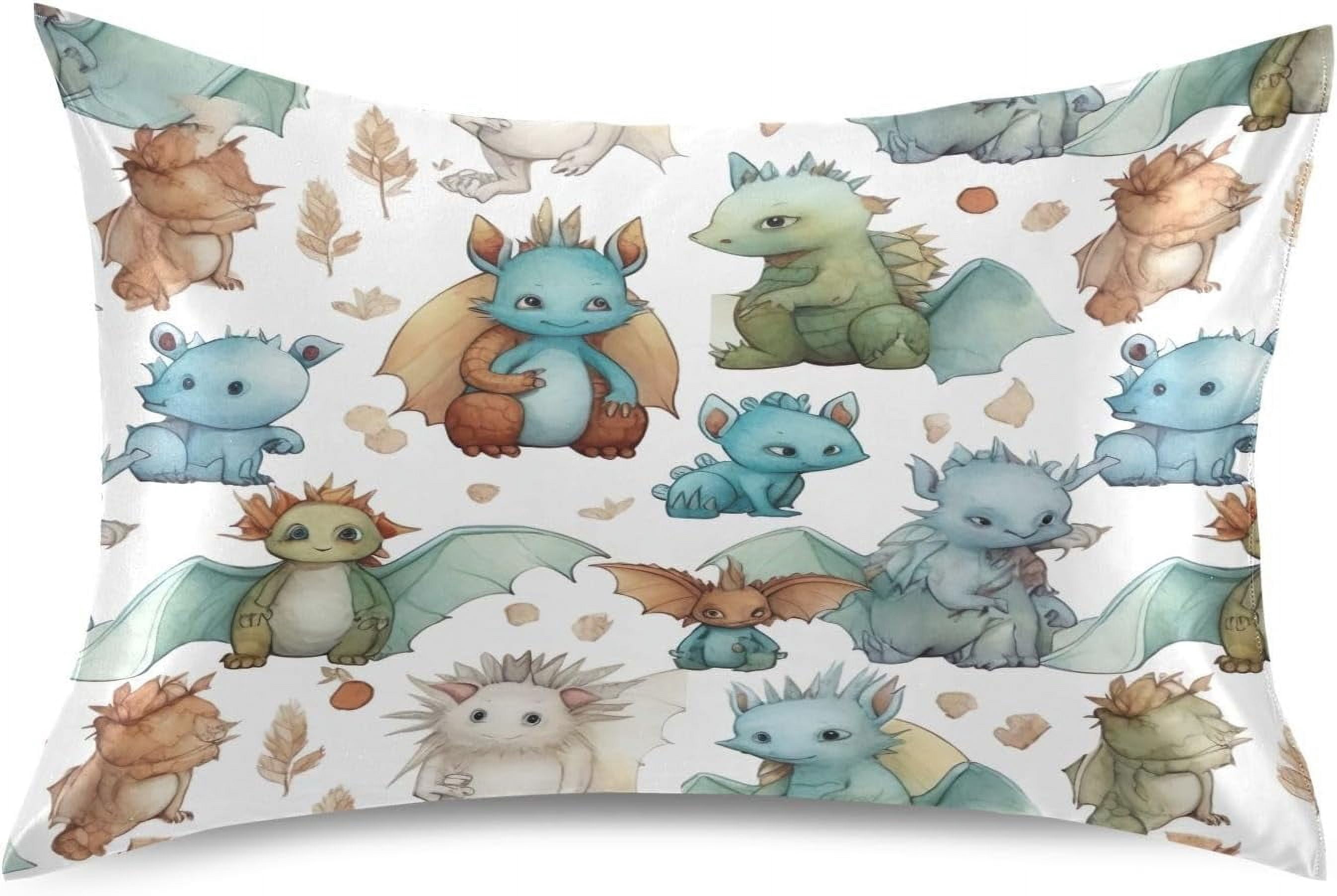 GZHJMY Satin Pillowcase for Hair and Skin, Cute Dragon Cooling Pillow ...
