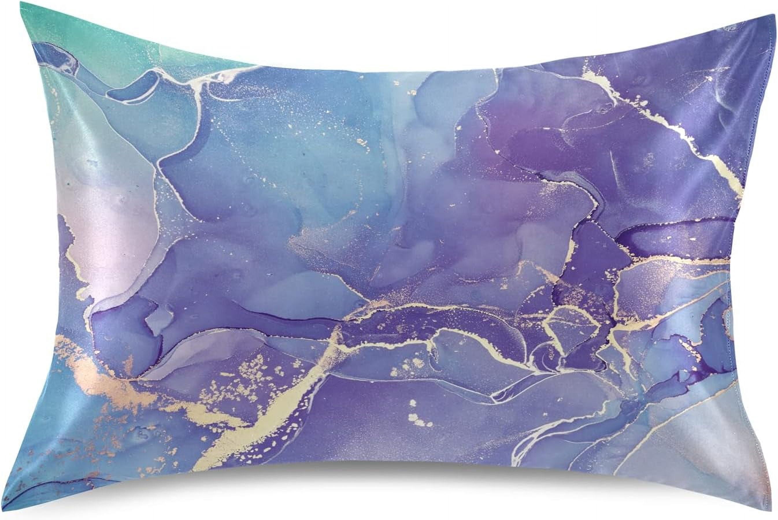 GZHJMY Satin Pillowcase for Hair and Skin -Golden and Purple Blue ...